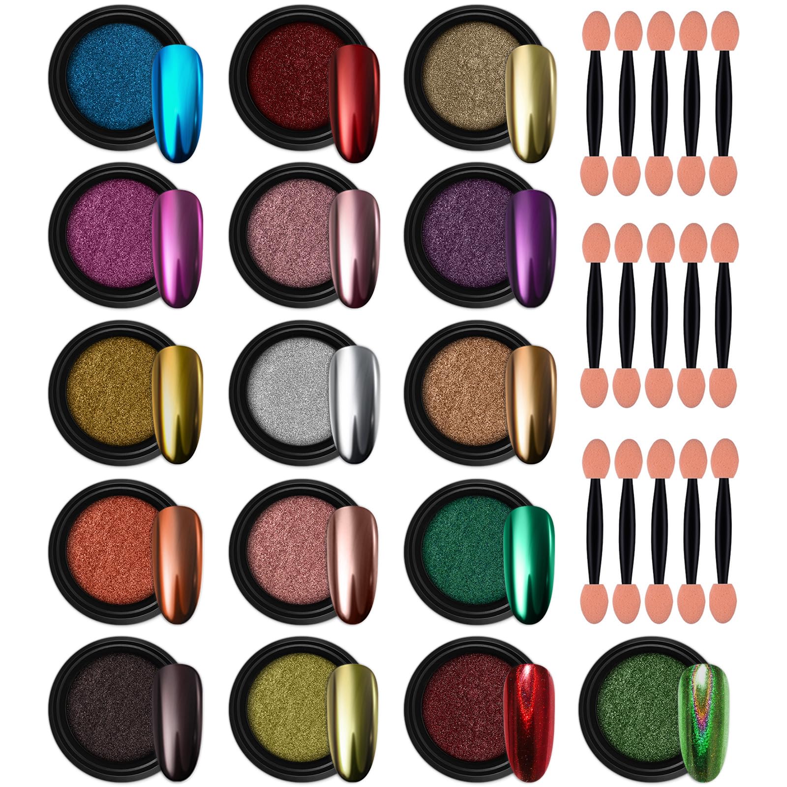 Amazon.com: Artdone 16 Jars Chrome Nail Pearl Powder Silver and Gold ...