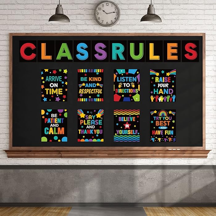 Buy 18 Pieces Classroom Rules Poster Classroom Rules Bulletin Board ...