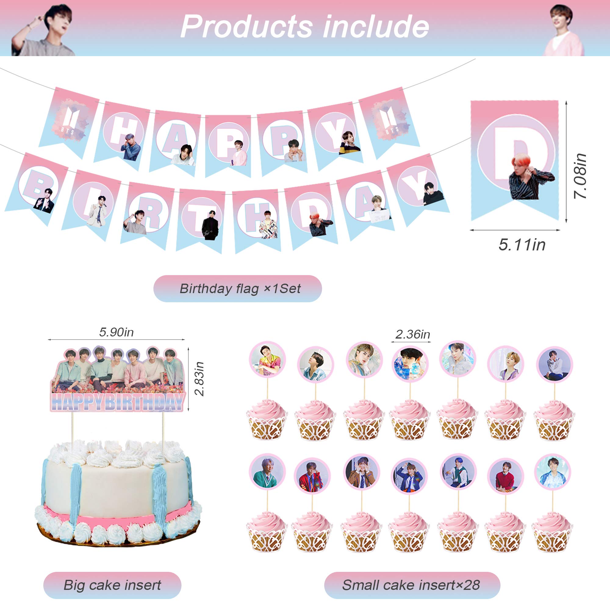 Buy BTS Birthday Party Supplies, 61 Pcs Birthday Decorations Include ...