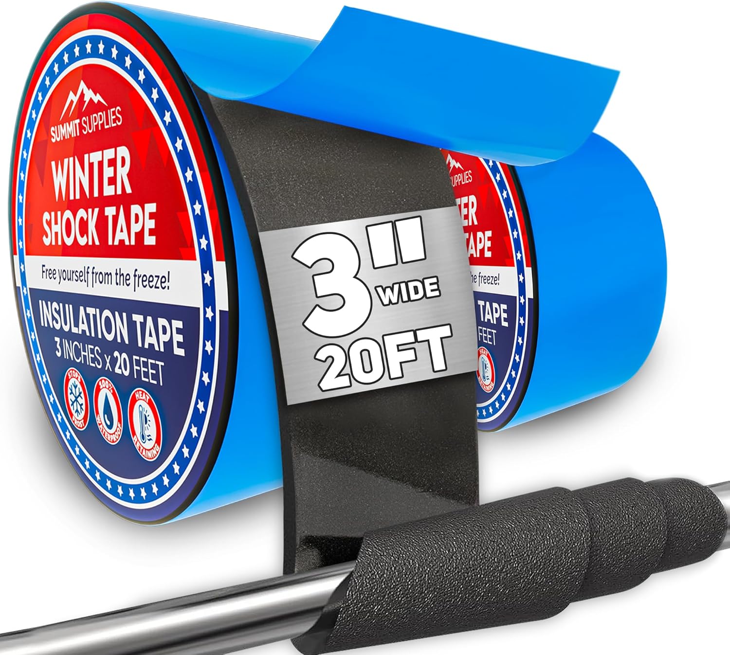 Foam Pipe Insulation Tape 3 inch x 20 ft - AC Line Insulation Pipe Wrap ...