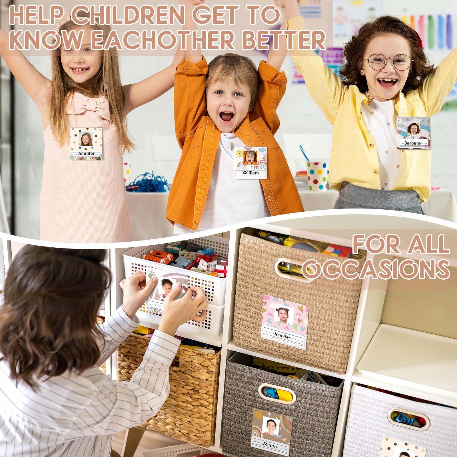 Snapklik.com : Fuyoooo 42pcs Rainbow Desk Name Tags Boho Kids Photo ...