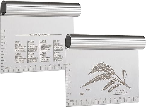 Amazon.com: 2PCS Dough Pastry Bench Cutter Scraper, OLULU Stainless ...