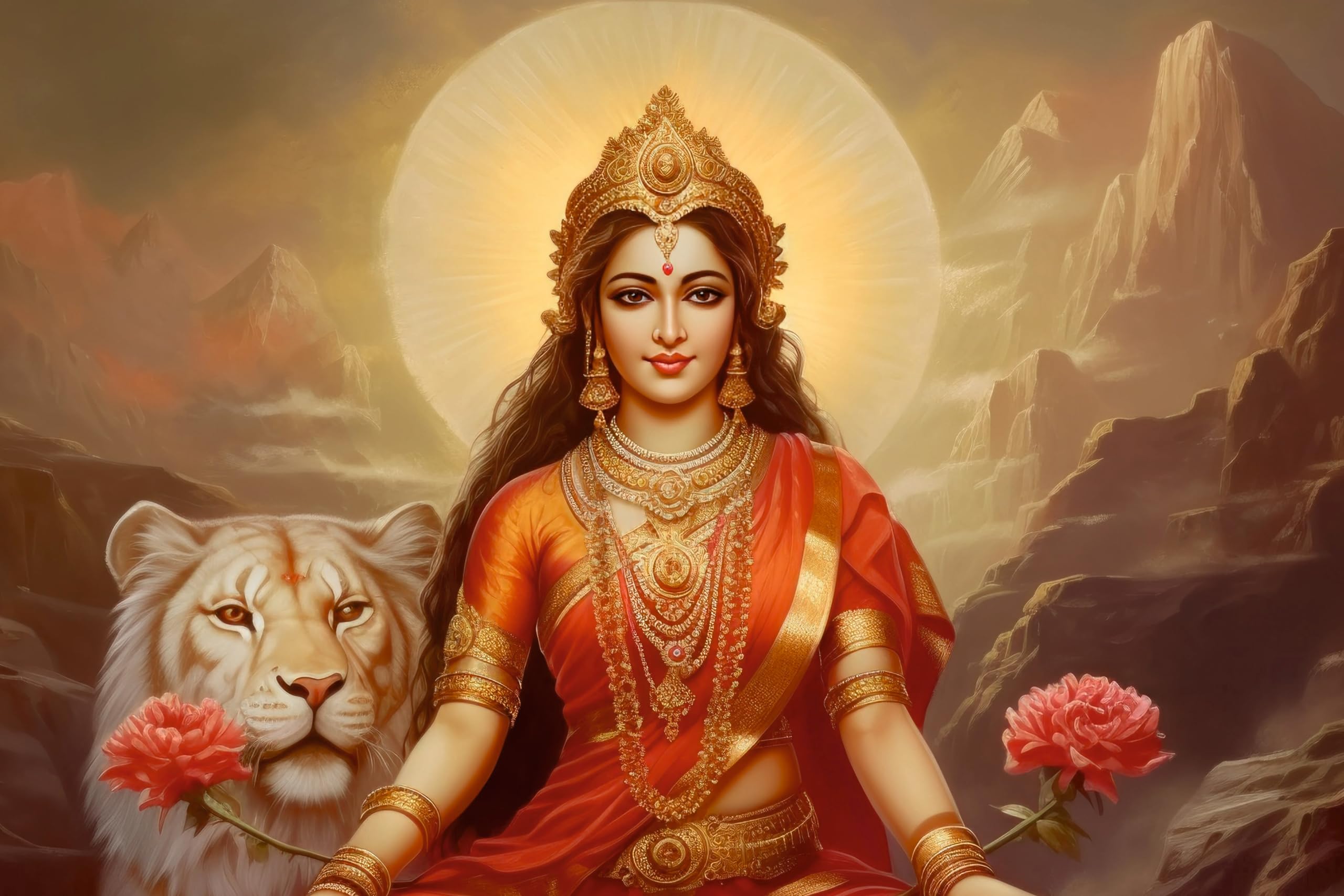 Graphic Word Maa Durga animated Wall Poster for Living Room, Bad Room ...