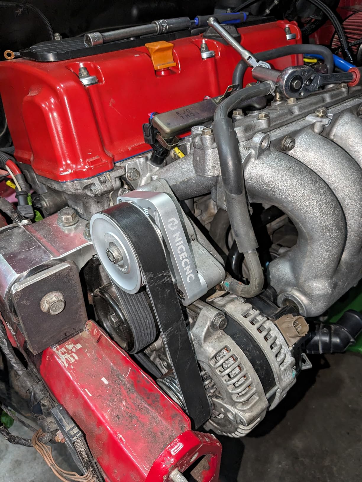 Amazon.com: NICECNC K24 Swap Adjustable EP3 Idler Pulley Belt Kit ...