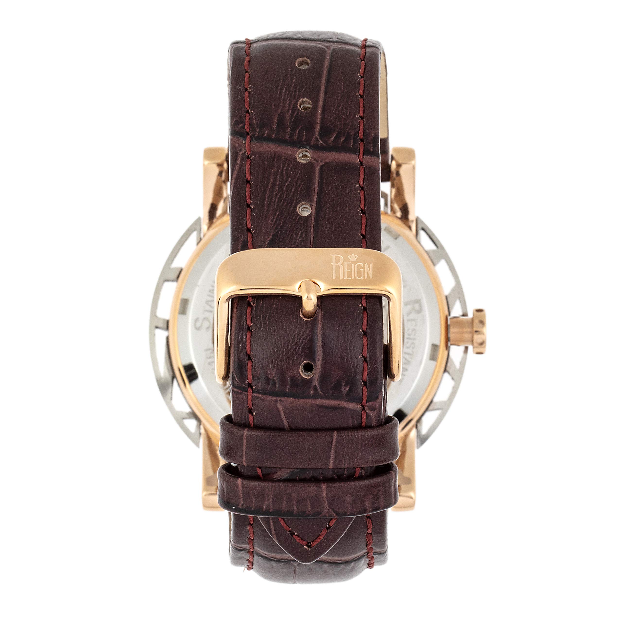 Snapklik.com : Reign Stavros Automatic Skeleton Leather-Band Watch
