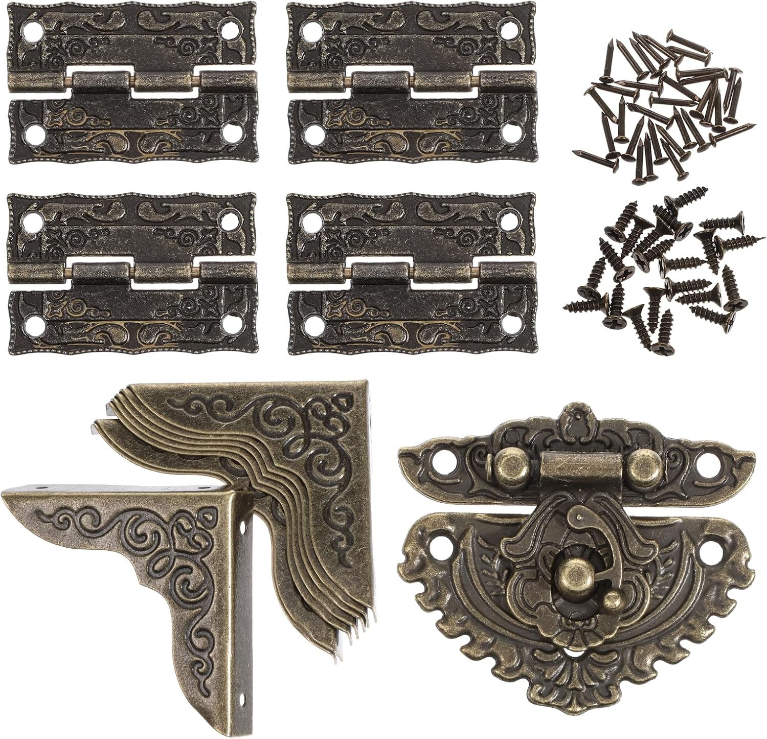 Antique Engraved Latch Hasp Jewelry Box Hinges and Latches, Small ...