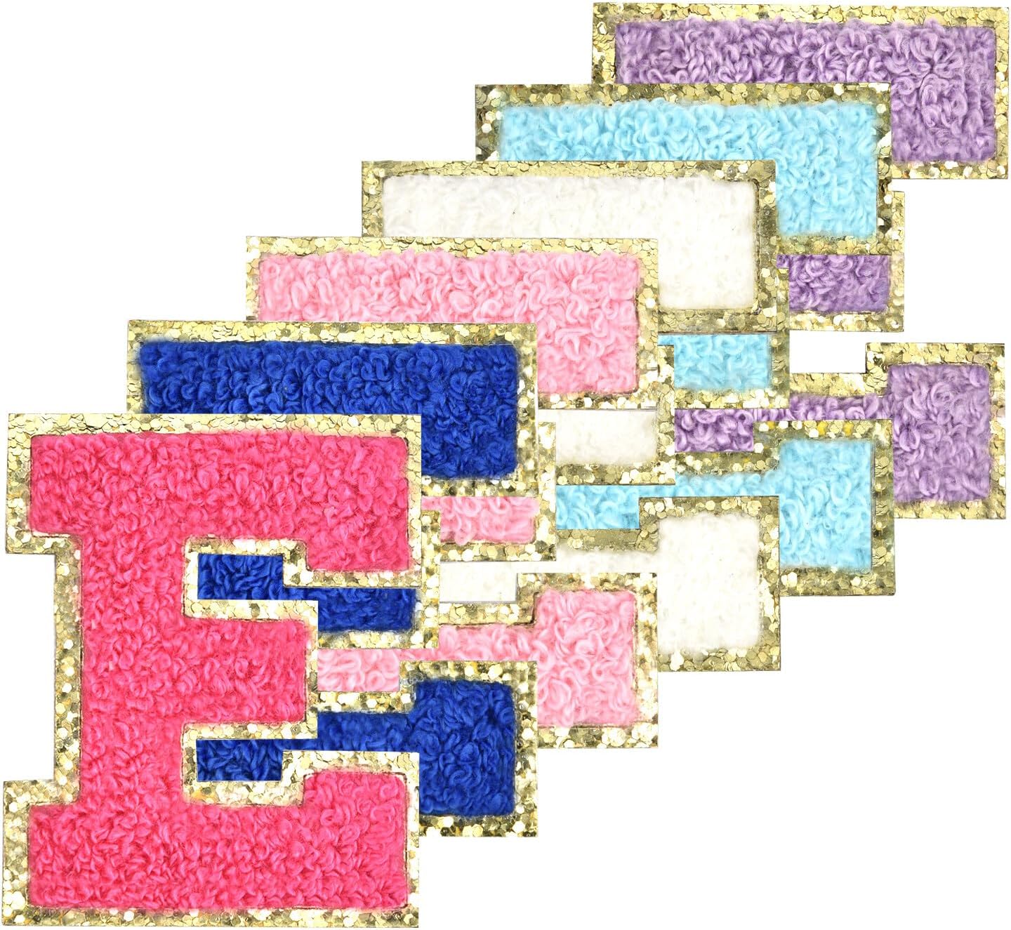 Amazon.com: 6Pcs Self Adhesive Chenille Letter Patches Iron on Varsity ...