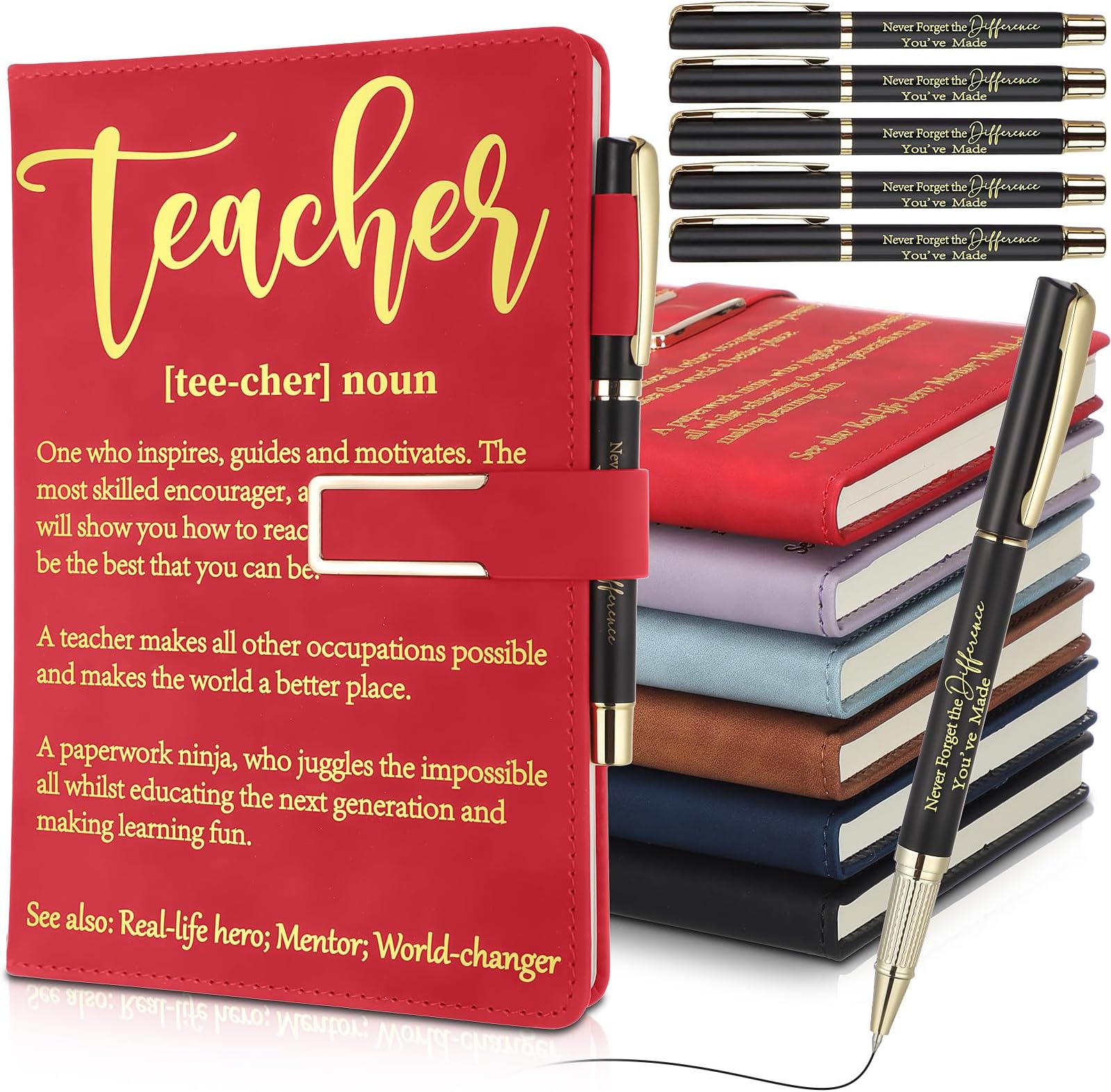 Amazon.com : Glenmal 4 Pads Teacher Leather Journals Christmas Teacher ...