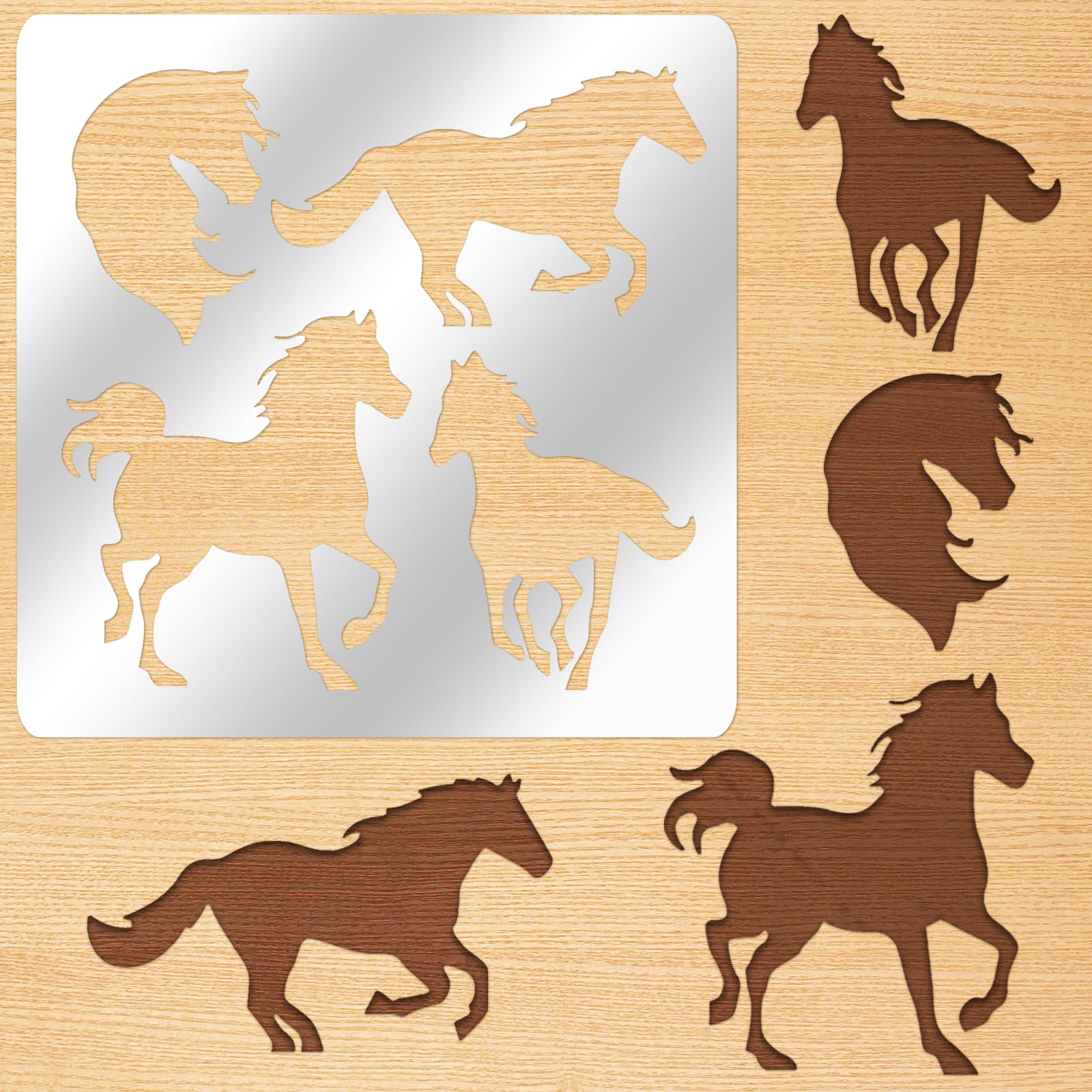 Amazon.com: ORIGACH 6x6 inch Metal Horse Stencil Reusable Running Horse ...