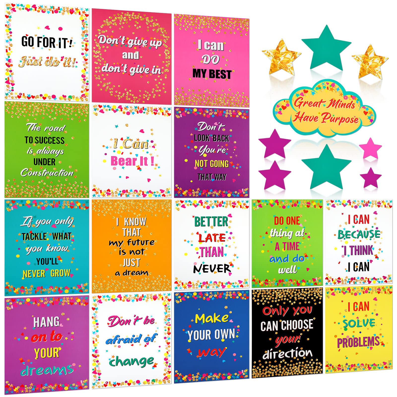 Buy Growth Mindset s Set Confetti Classroom Bulletin Board Decorations ...