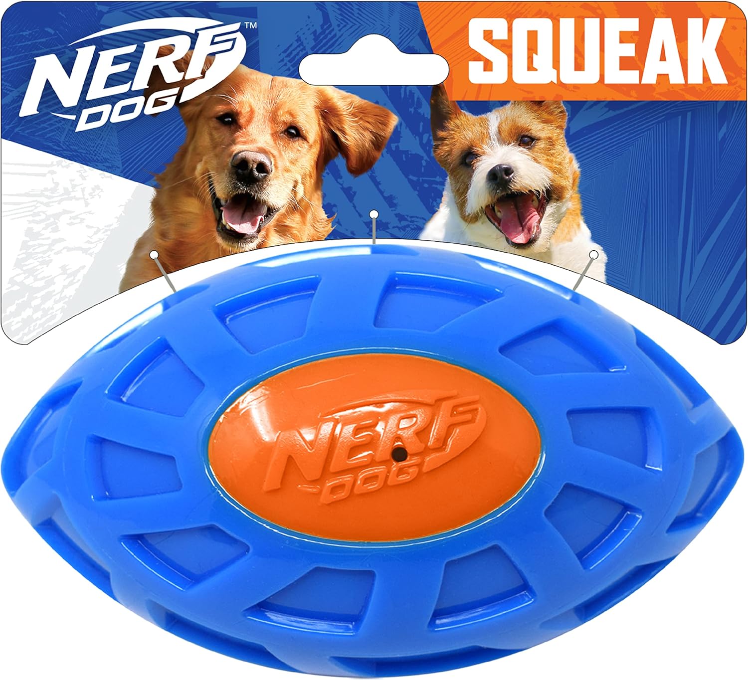 Pet Supplies : Nerf Dog 6in TPR EXO Squeak Football - Blue/Orange ...