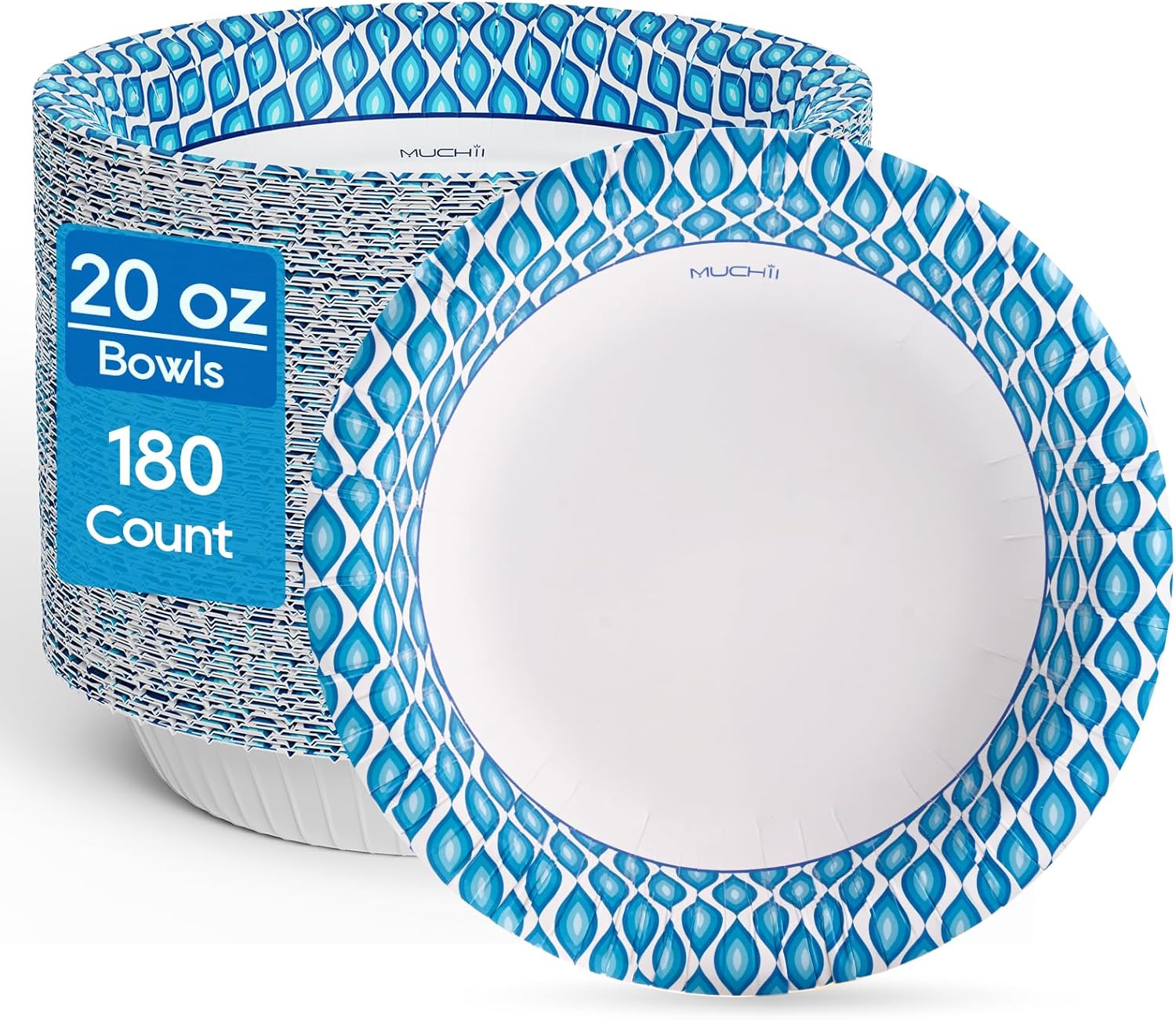 Amazon.com: MUCHII 20 Oz Paper Bowls 180 Count Disposable Bowls ...