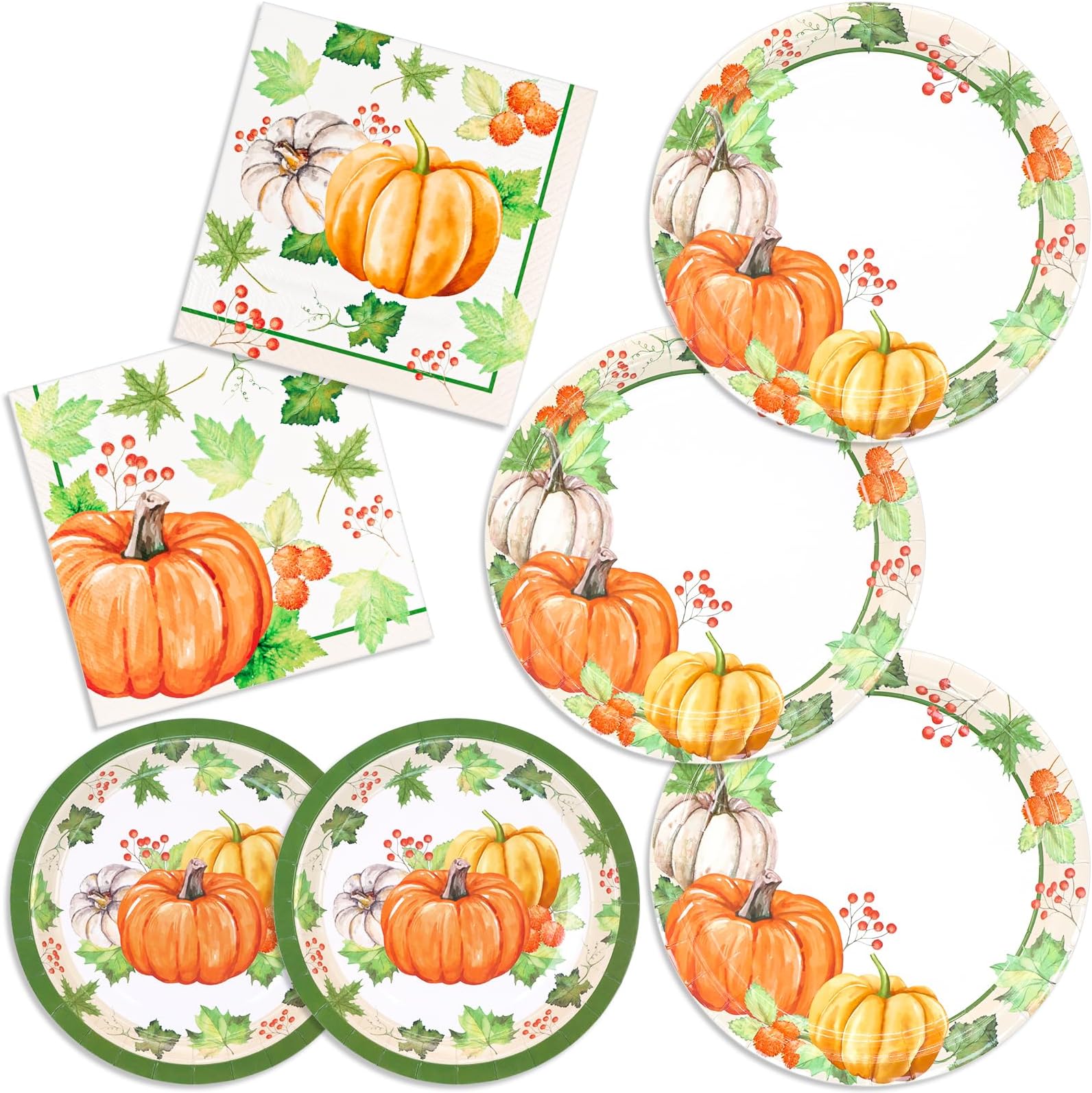 Amazon.com: AnyDesign 40Pcs Thanksgiving Fall Paper Plates Watercolor ...