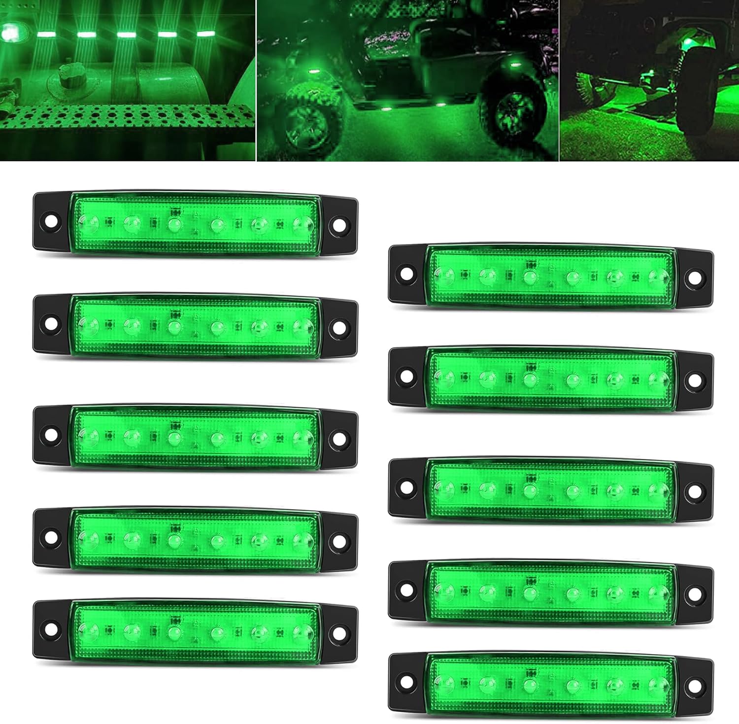 10 Pcs Green LED Rock Strip Lights,Wheel Well Underglow Lighting Kits ...