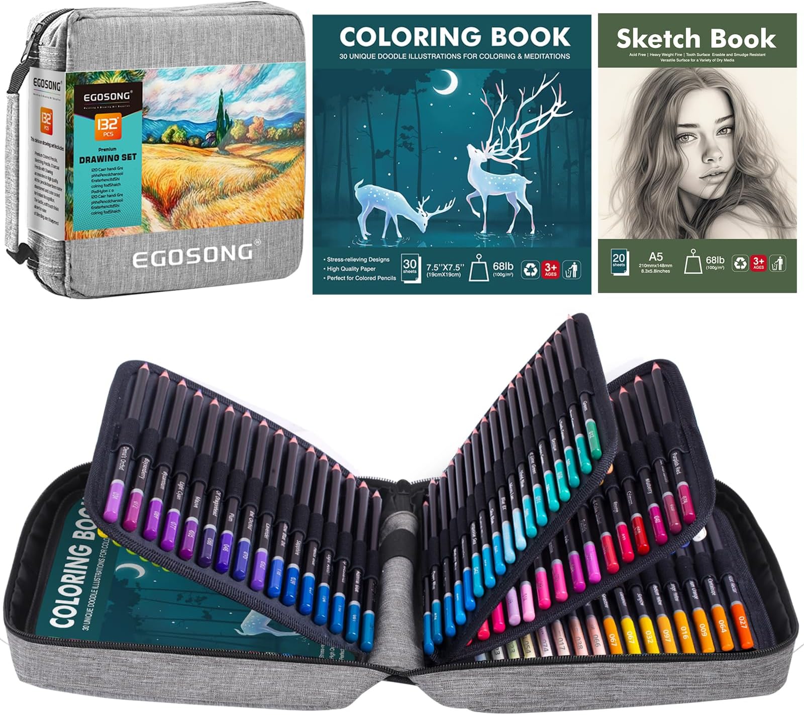 Amazon.com : iBayam 123-Pack Colored Pencils Set with Gift Case, 3 ...