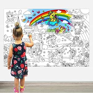 Amazon.com: Unicorn Coloring Poster for Kids at Birthday Party - Giant ...