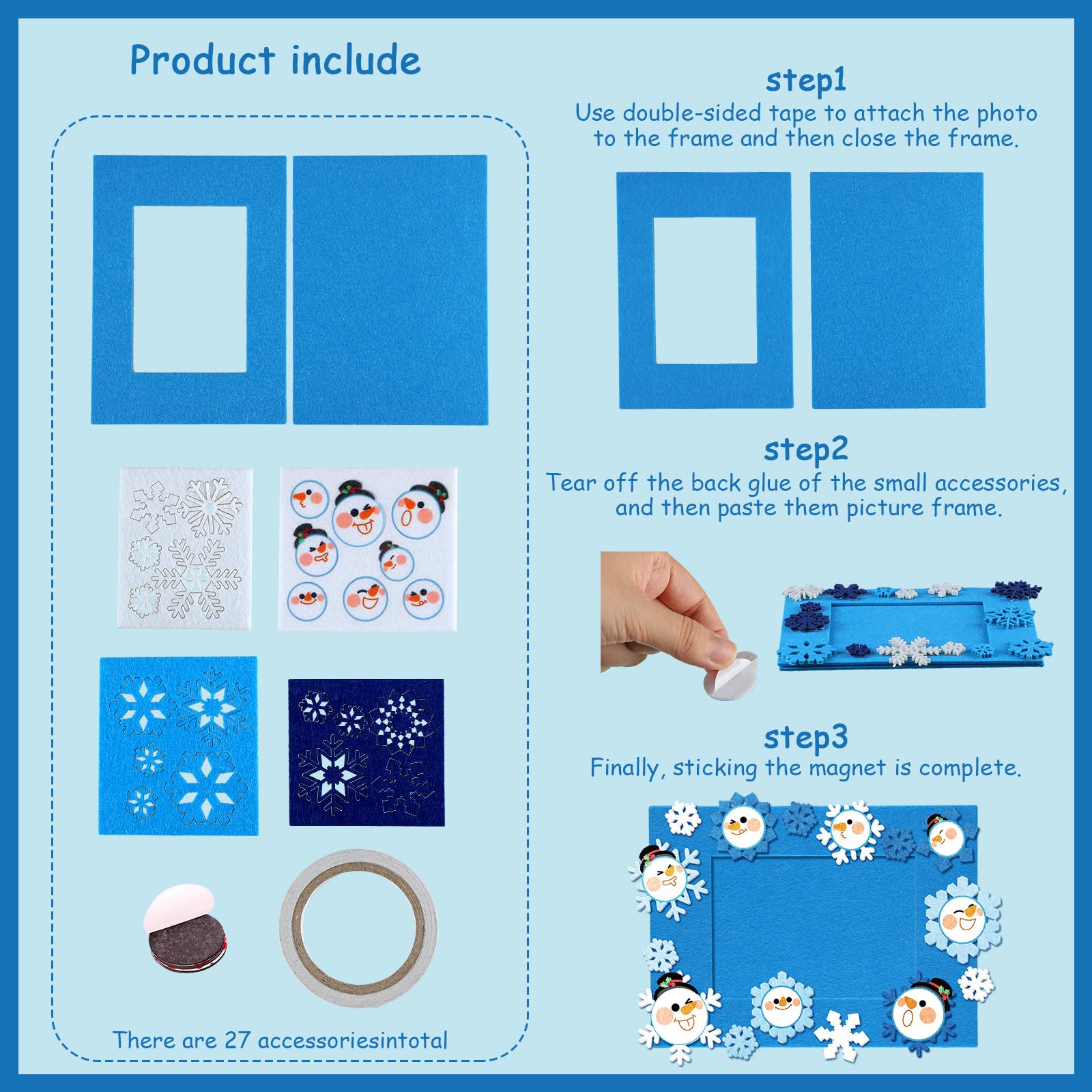 Suzile 16 Set Christmas Snow Picture Frame Craft for Kids Snowflake ...