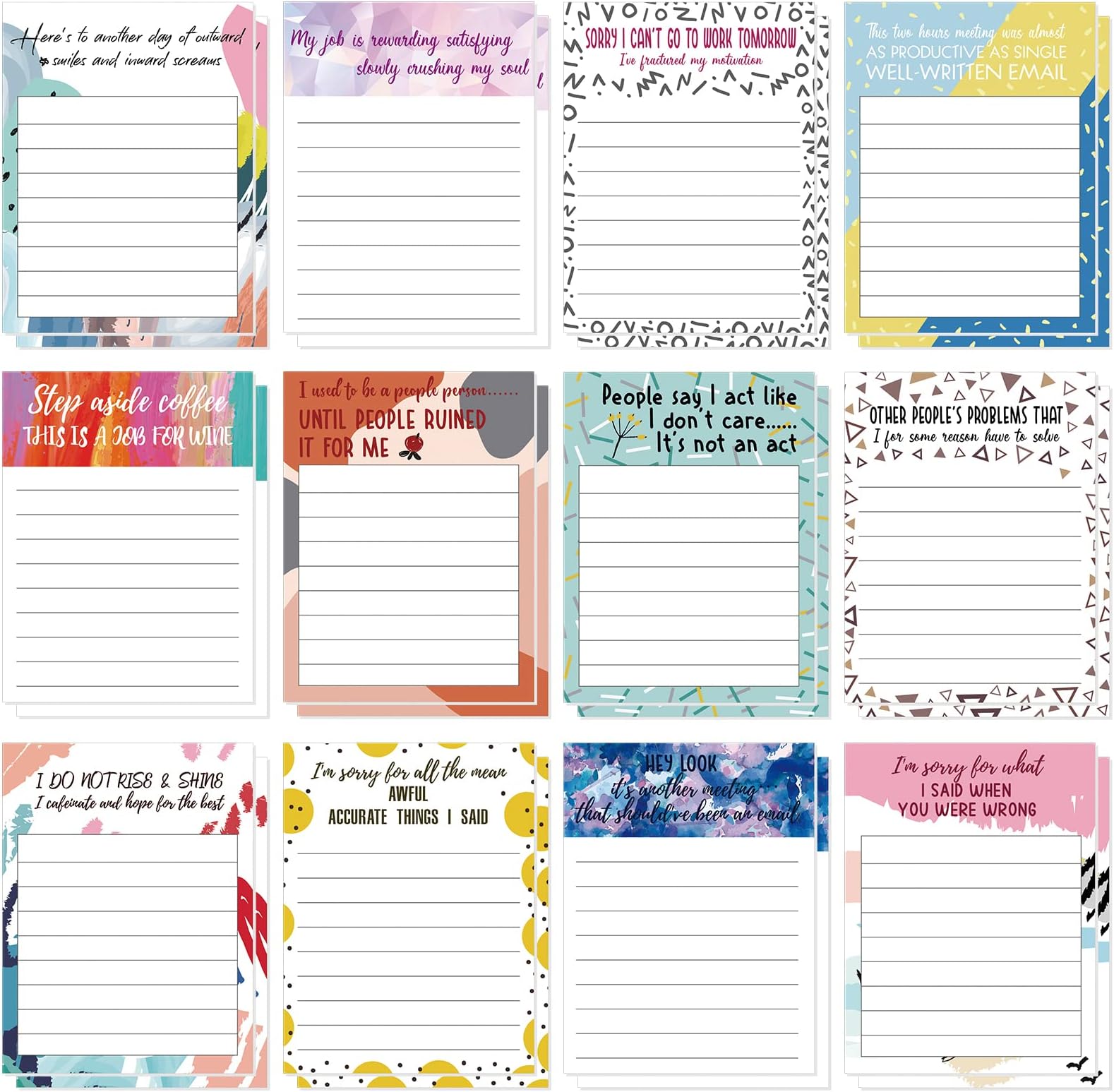 Amazon.com : 24 Pcs Funny Notepads with Sayings Sticky Funny Office ...