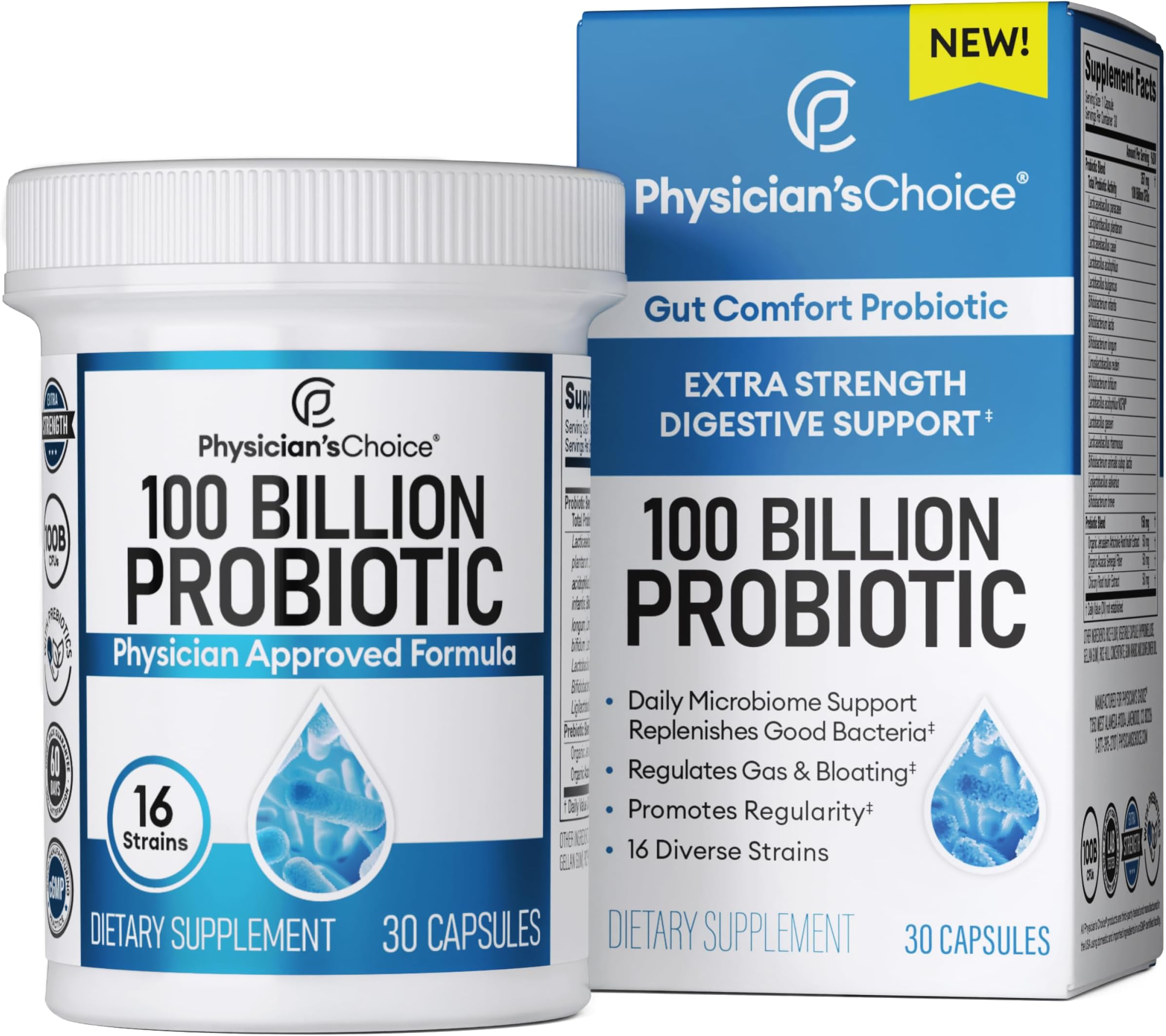 Amazon.com: Physician's CHOICE 100 Billion Advanced Probiotic - 16 ...