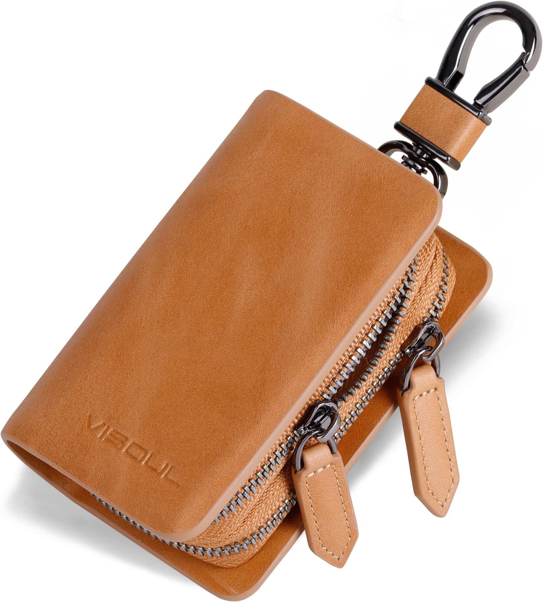 Amazon.com: Buffway Car Key Cover,Genuine Leather Car Smart Key Chain ...