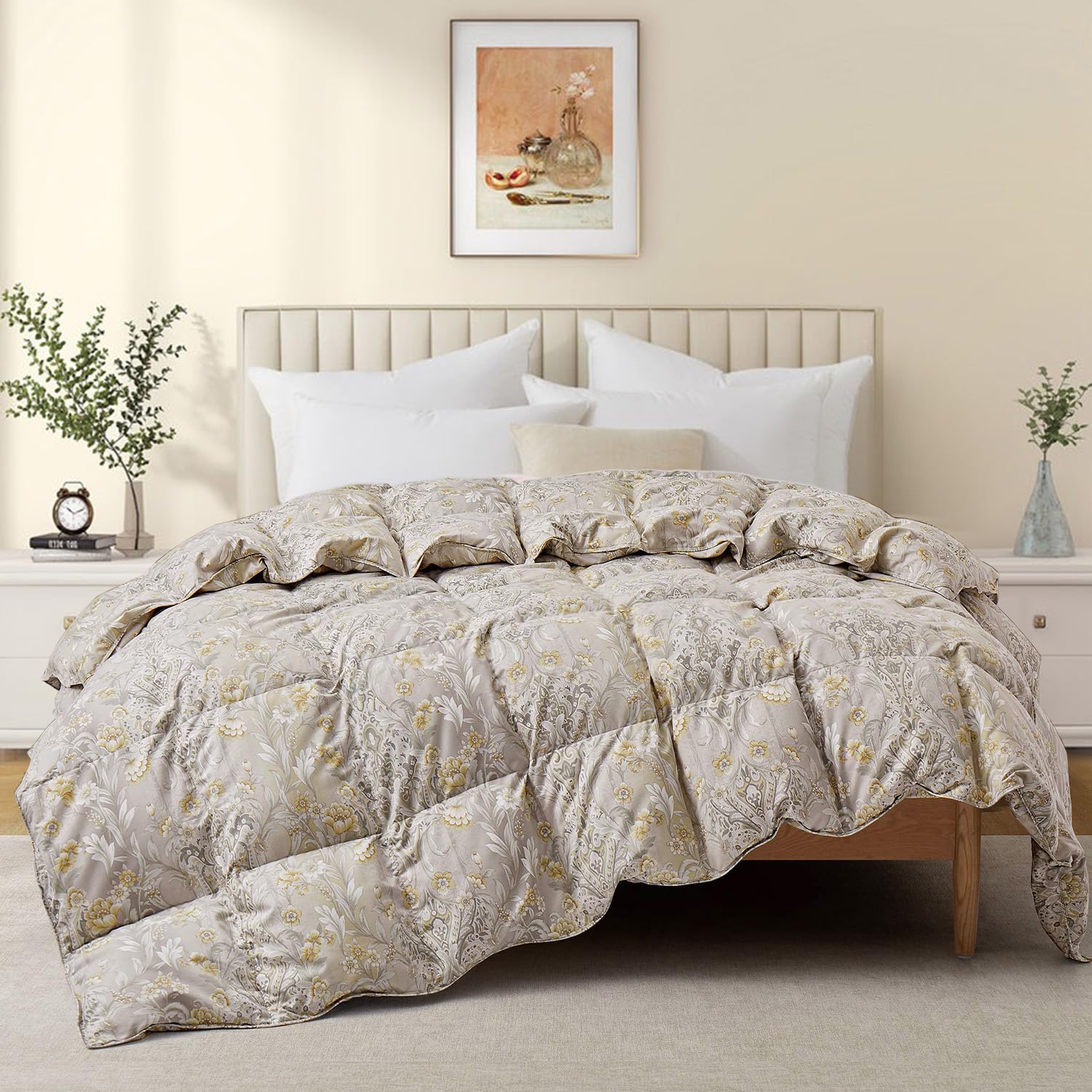 Amazon.com: Joysoul King Size Down Comforter with Paisley Floral- All Season Ultra Soft Goose ...