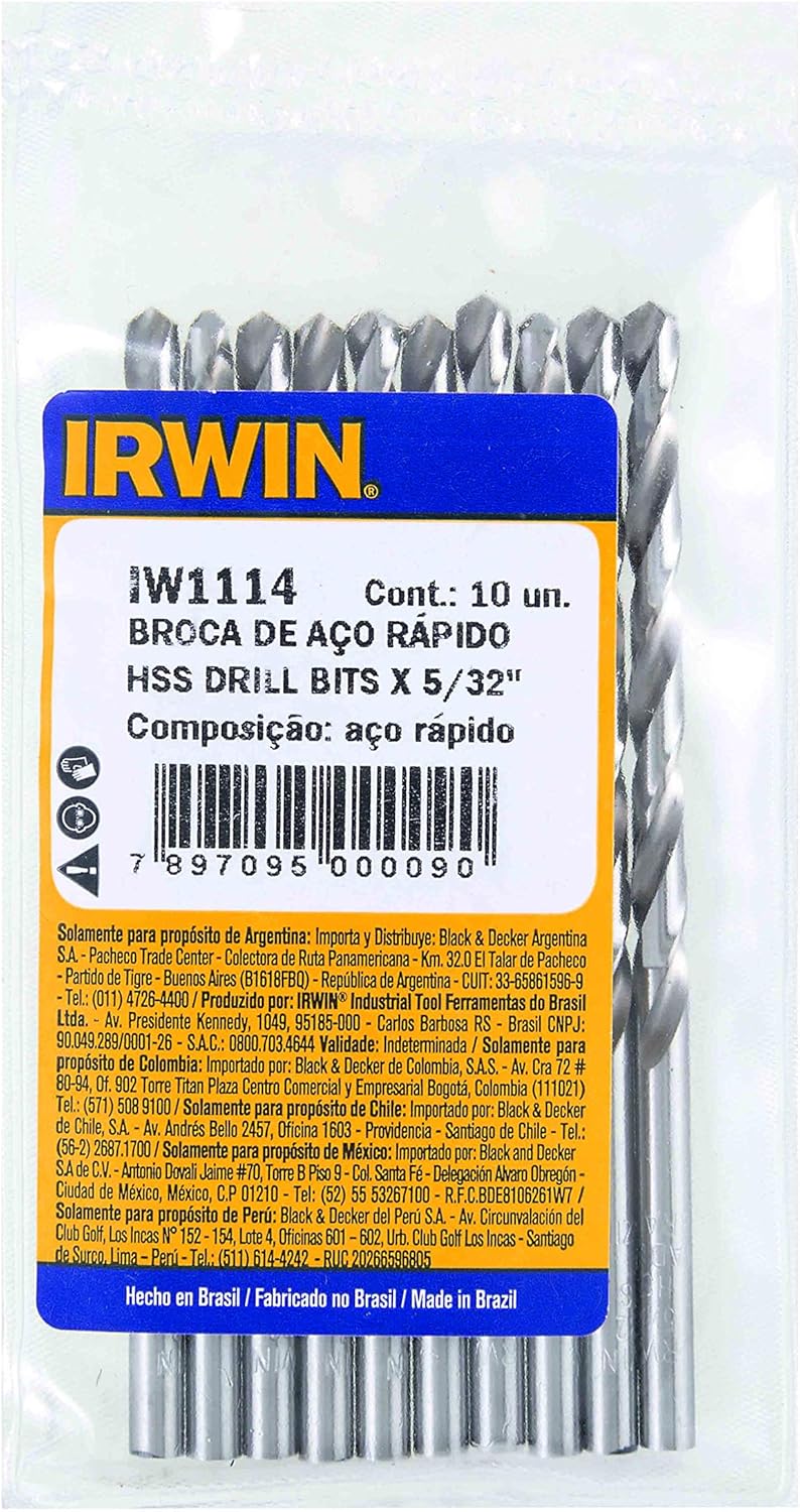 IRWIN Broca Aço Rápido para Metal ANSI B 94 11M de 79mm x 5/32 Pol ...