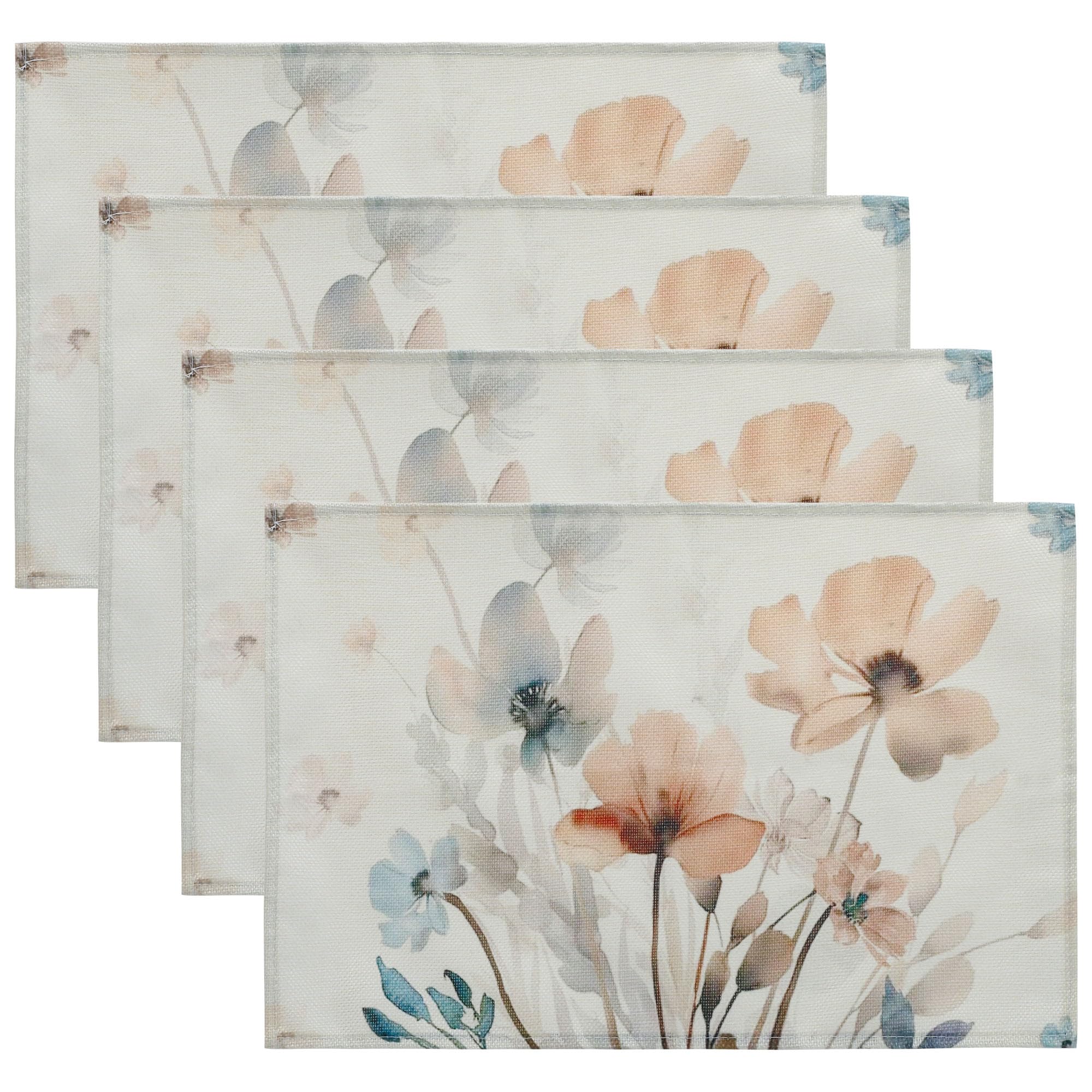 Spring Placemats Set of 4, Seasonal Linen Summer Placemats Washable ...