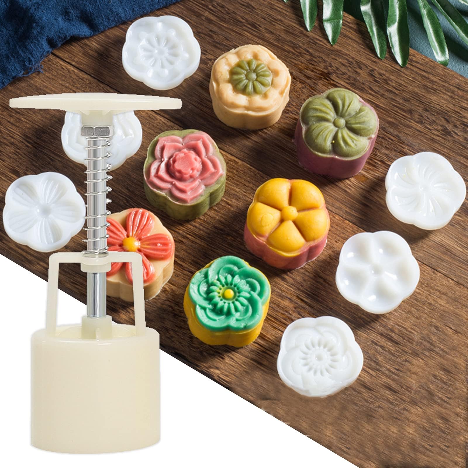 Amazon.com: Mooncake Press Molds,Mid Autumn Festival Mooncake Mold Set ...