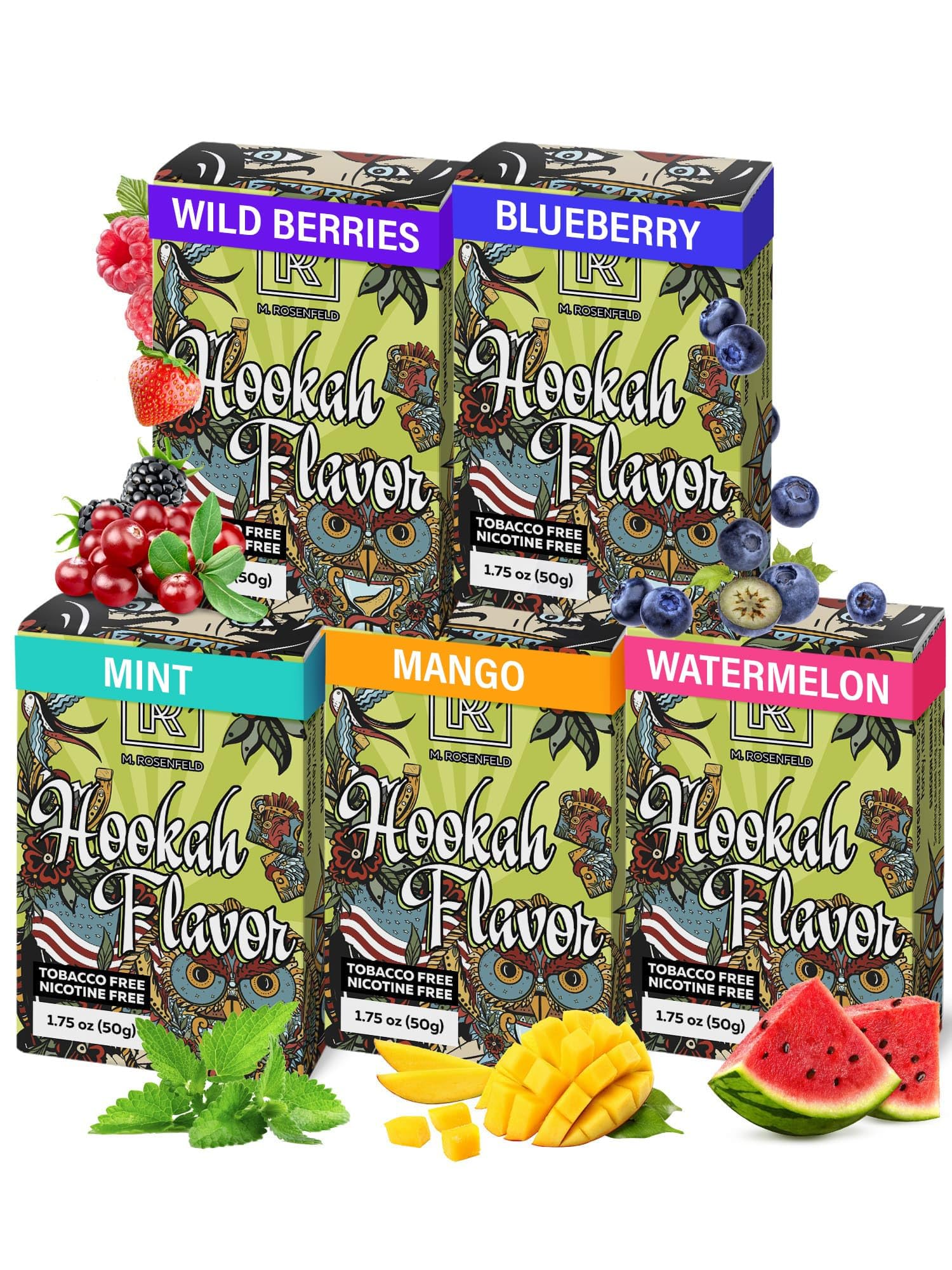Amazon.com: M. ROSENFELD Classic Hookah Flavors Set - 5 x 50g Non ...