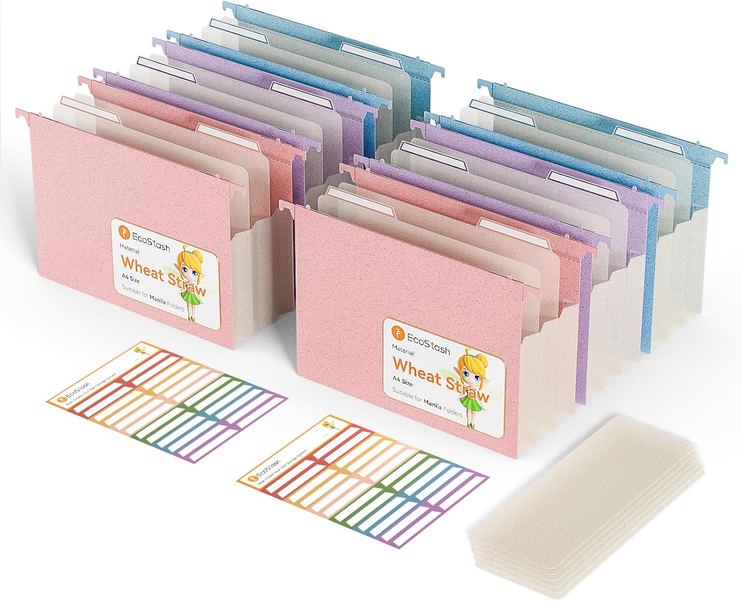 EcoStash 6 Pack A4 Accordion Suspension Files, 12 cm Expanding Heavy ...