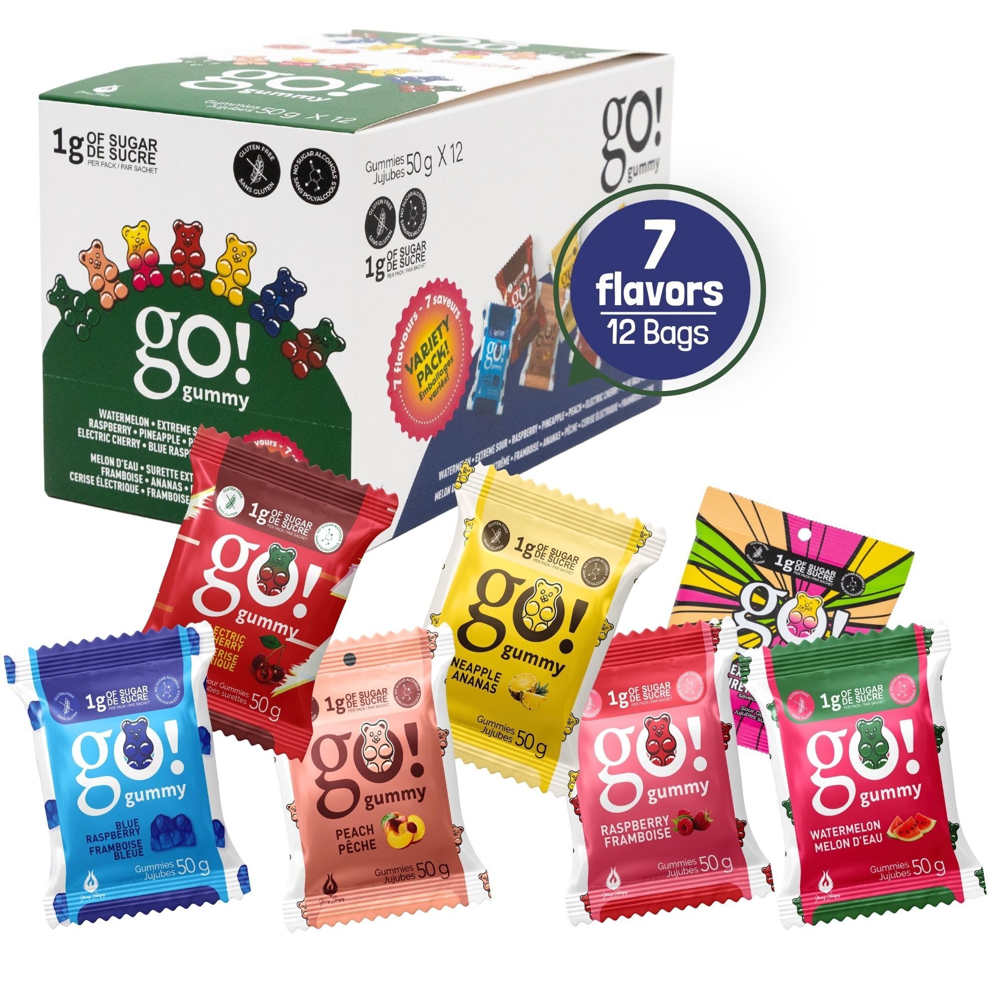 Jimmy Sevigny GoGummy, Low Sugar (1g) Candy Gummy Bears, Variety Pack ...