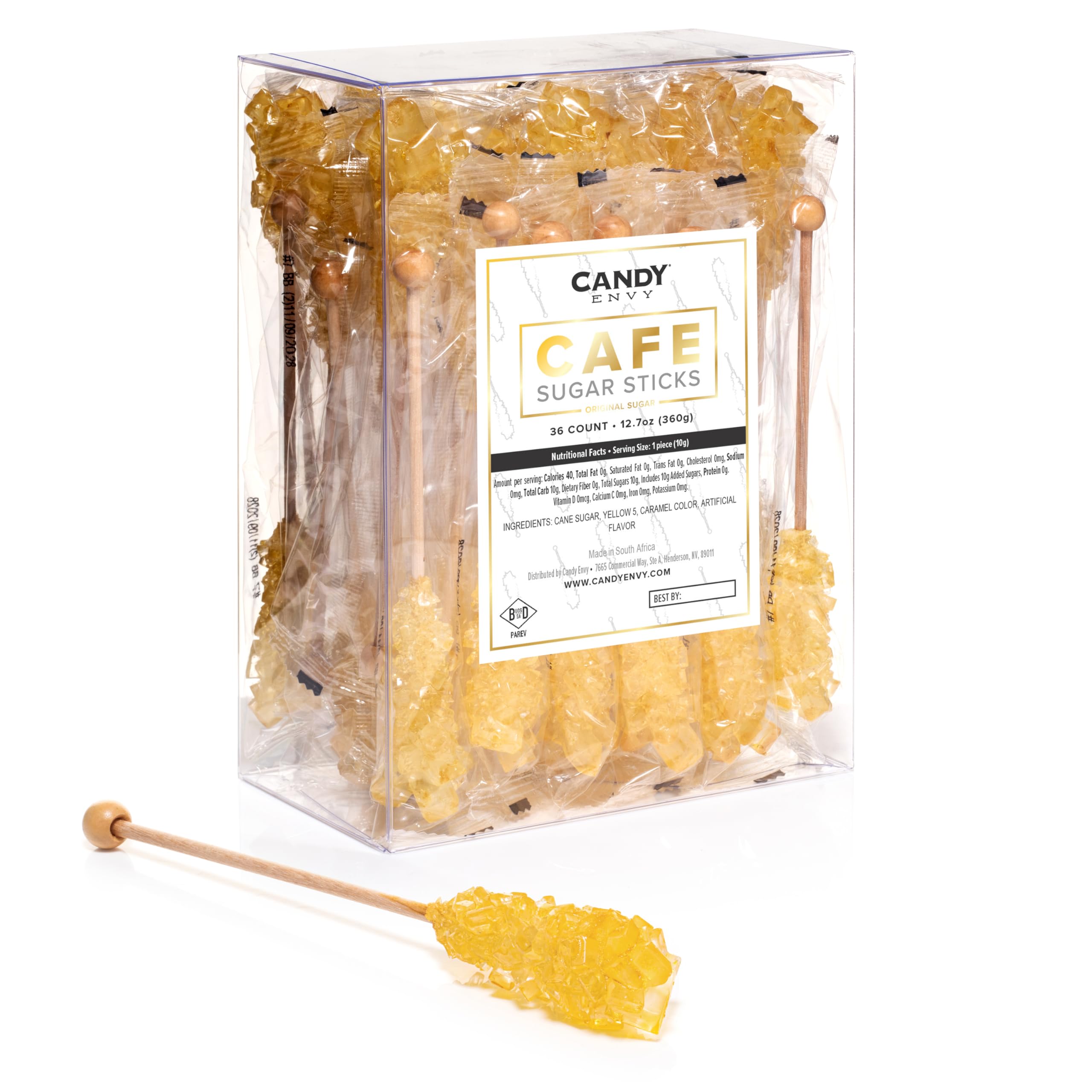 Amazon.com : Candy Envy - 36 ct Gold Cafe Sugar Sticks Rock Candy ...