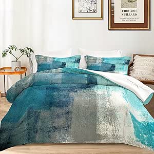 Amazon.com: Cognitixx Queen Comforter Set Turquoise Grey Comforters ...