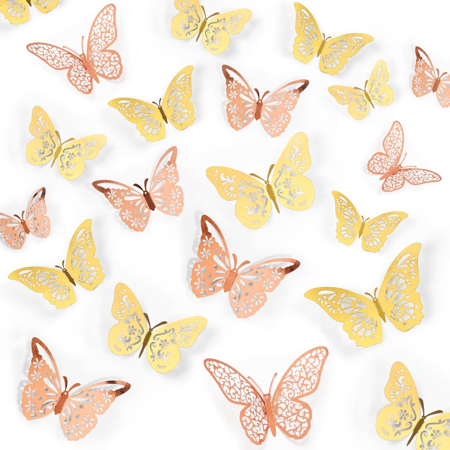 Amazon.com: Crosize 48 Pcs Gold and Rose Gold Butterfly Decorations - 4 ...