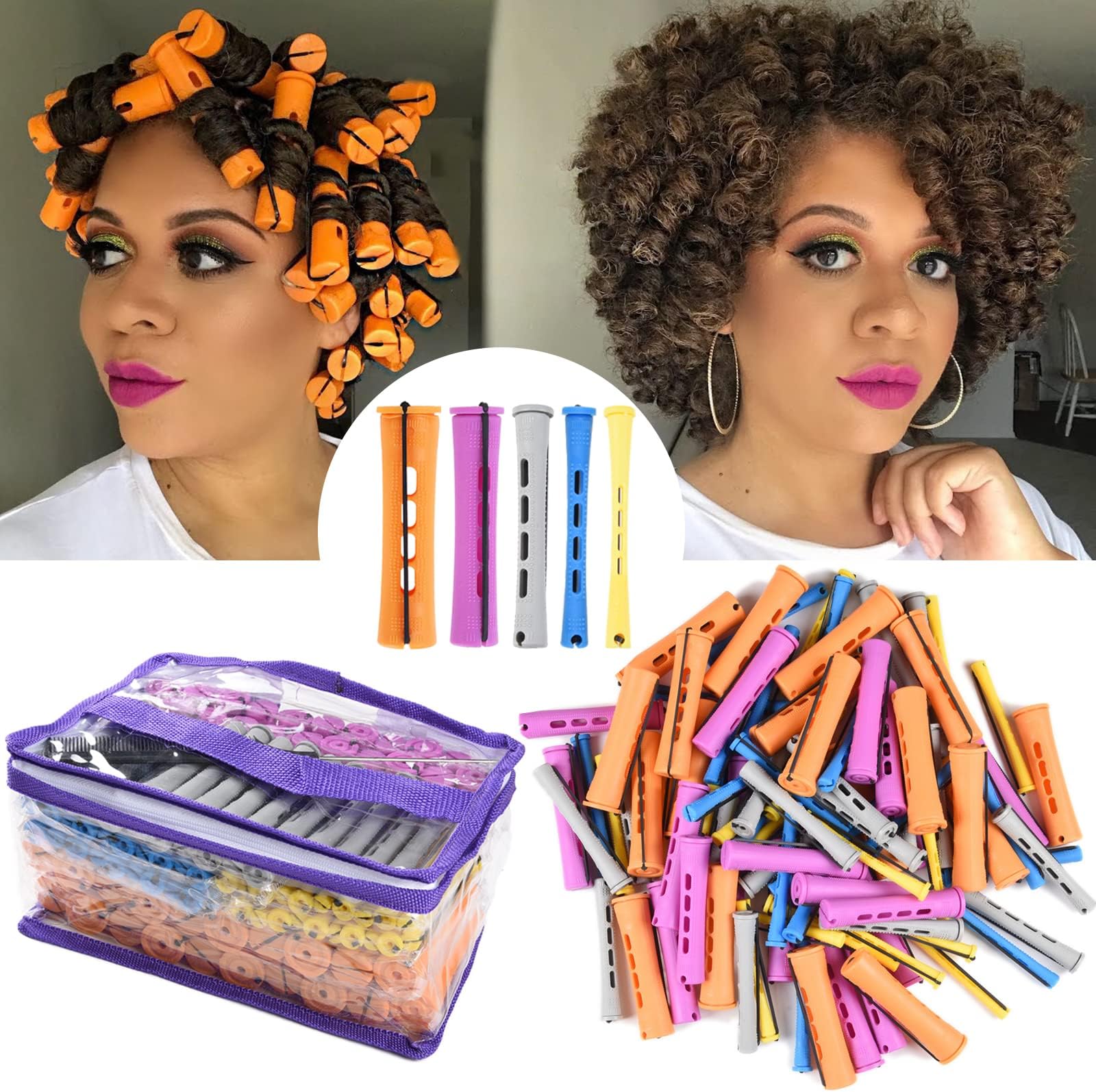 Amazon.com : 100pcs Perm Rods Set - 5 Sizes Cold Wave Rollers for ...