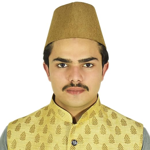 Buy CHAAND B Men's Jute Topi Handmade Cap Rampuri Hat (Brown, Cream ...