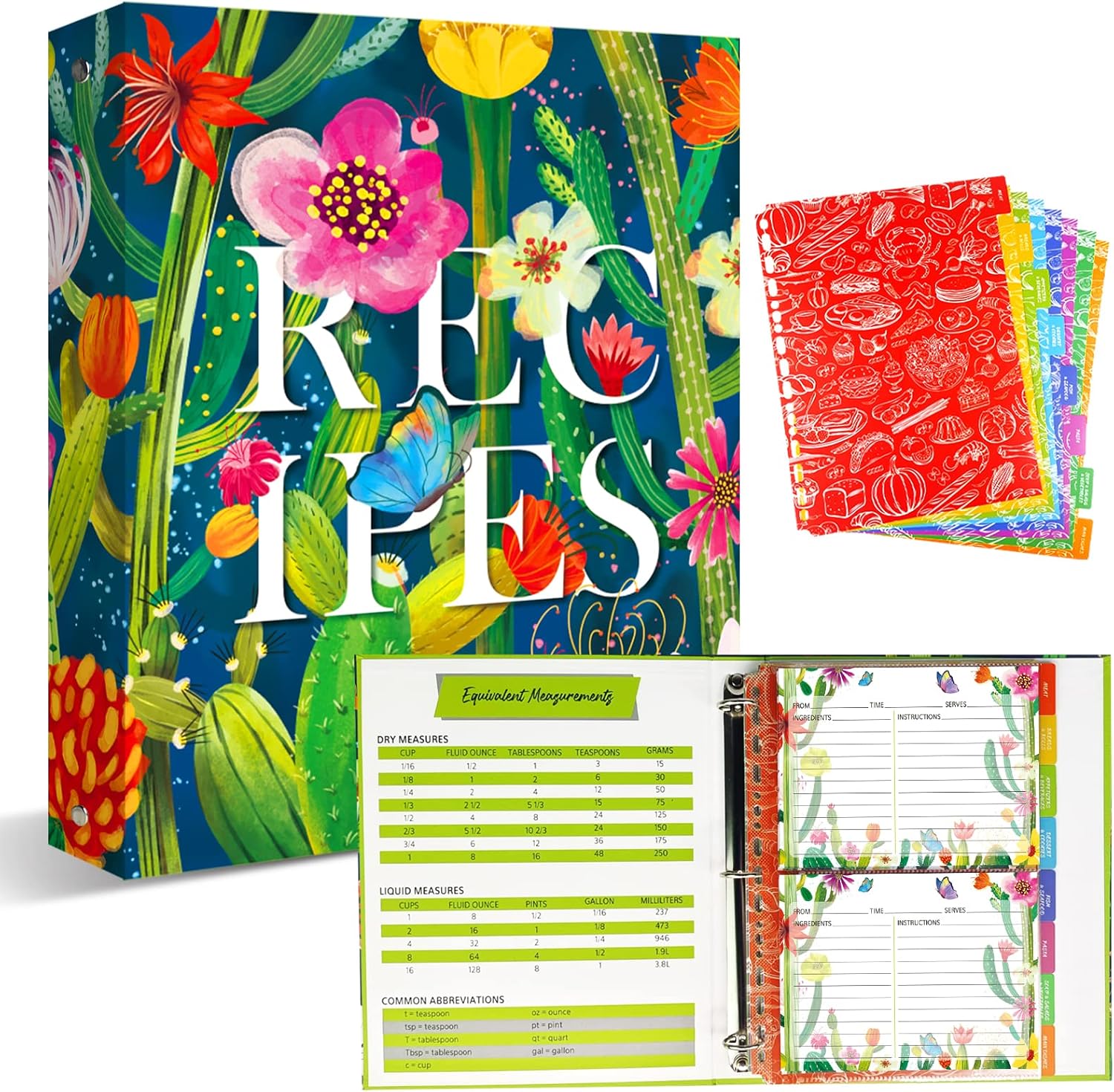 Amazon.com: 3 Ring Recipe Binder, 8.5x11 inch Recipe Binder Kit with 50 ...