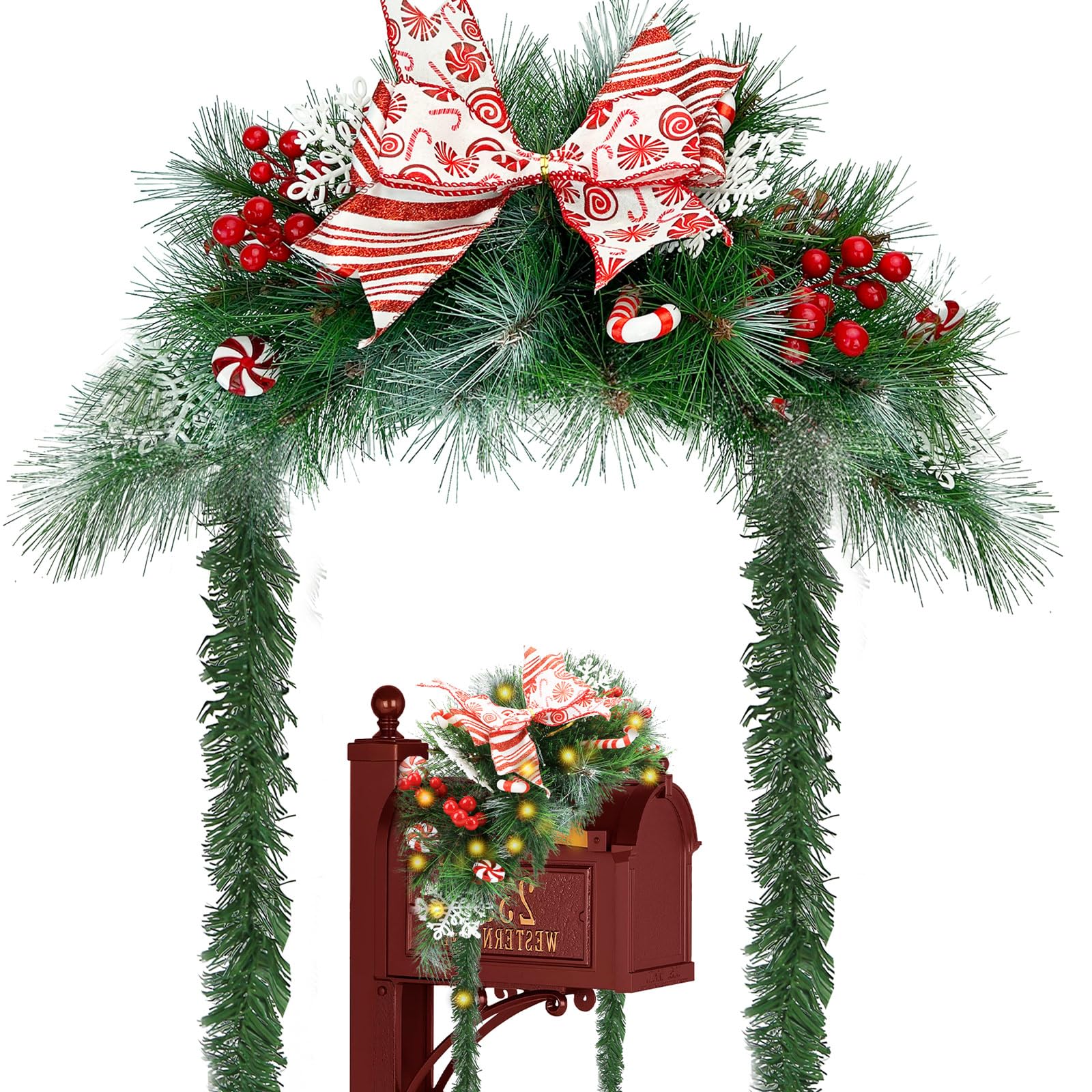 Amazon.com: SnnyNyx 24 Inch Christmas Mailbox Swags with Lights ...