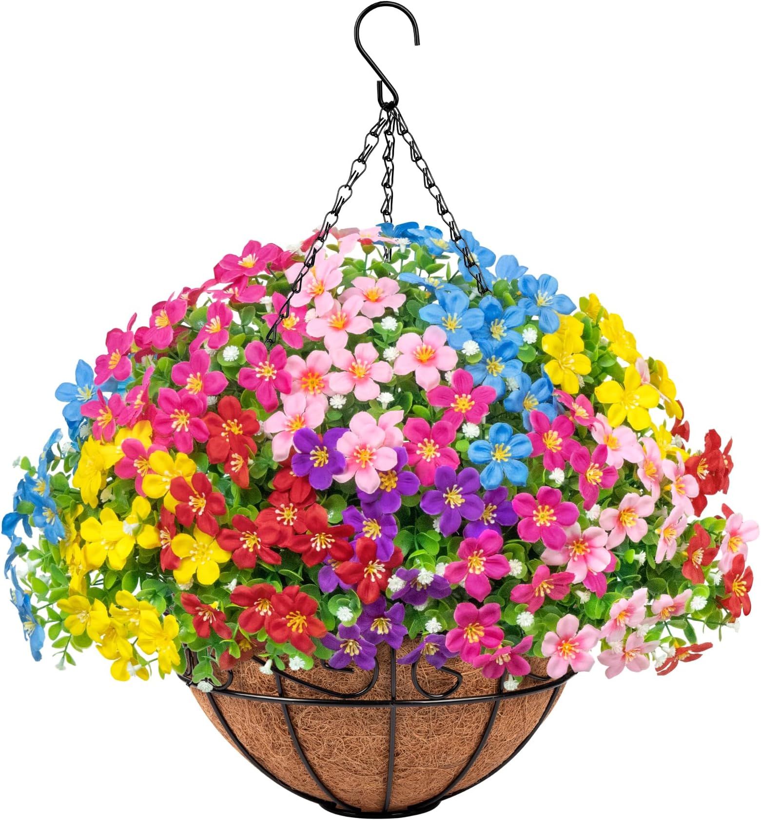Amazon.com: Lyrow 4 Pack Artificial Hanging Flowers in Basket ...