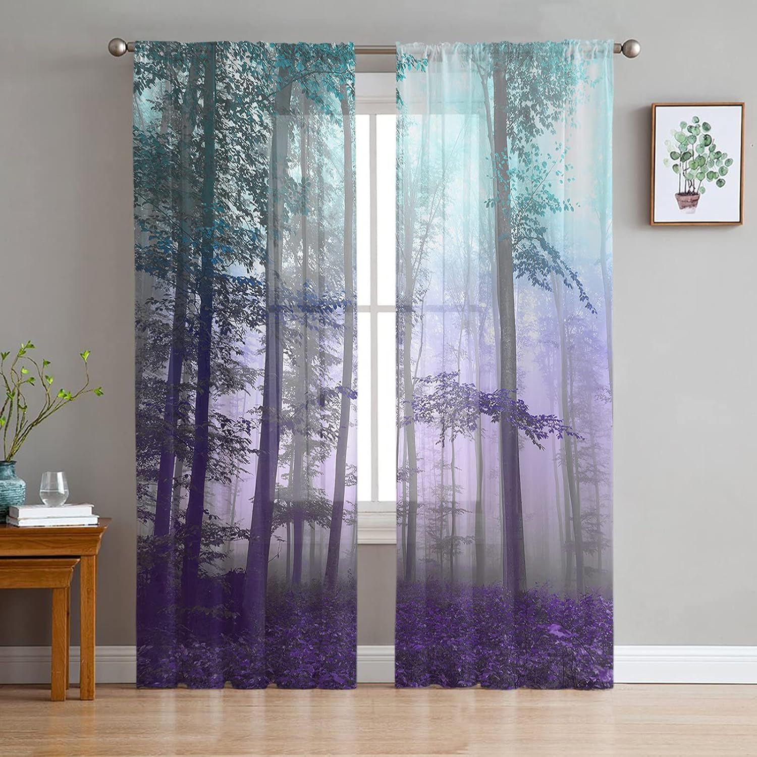 Amazon.com: Aqua Purple Ombre Sheer Curtains 72 Inches Length 2 Panels ...