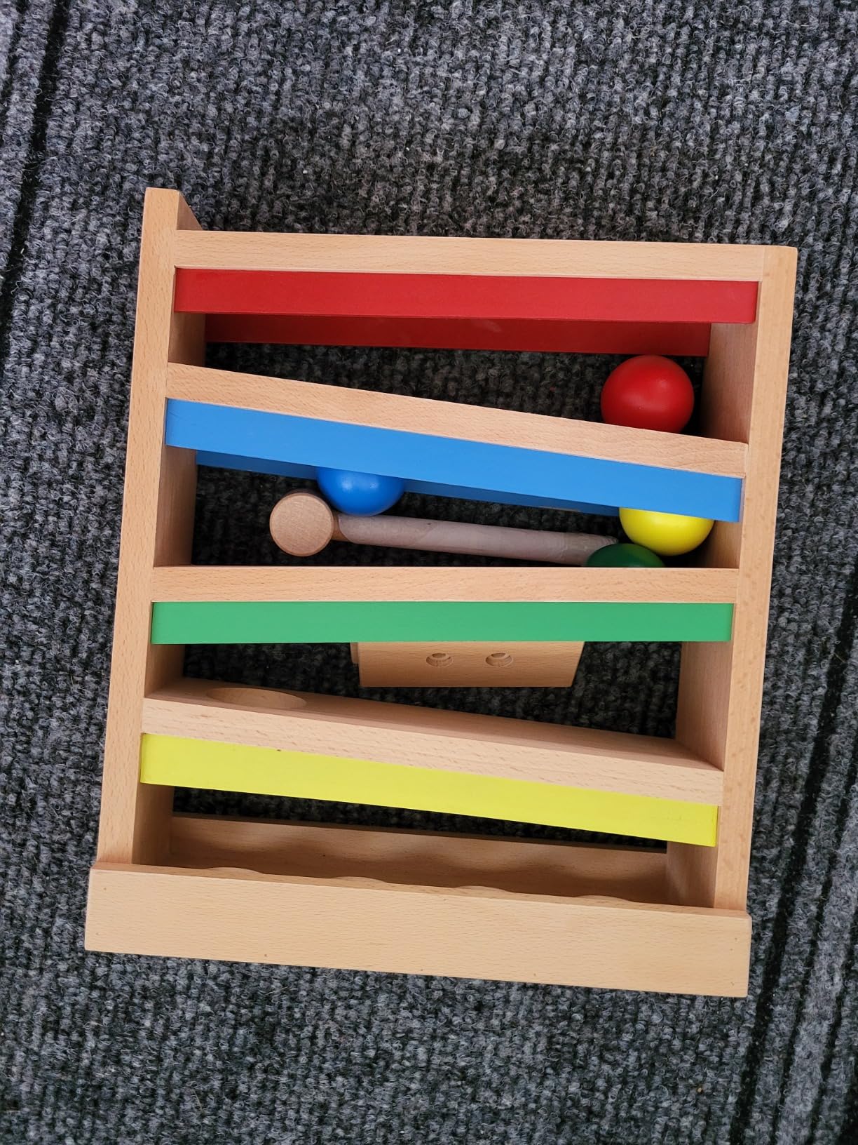 Bravmate Wooden Pound & Roll Toy Montessori Ball Tracker for Toddlers ...