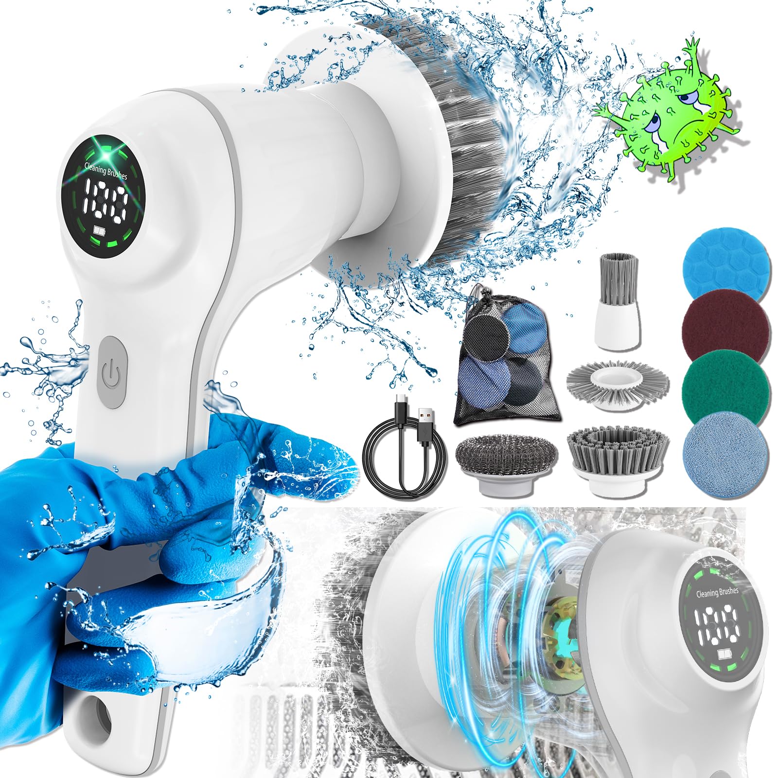 Amazon.com: Electric Spin Scrubber, Cordless Power Shower Scrubber for ...