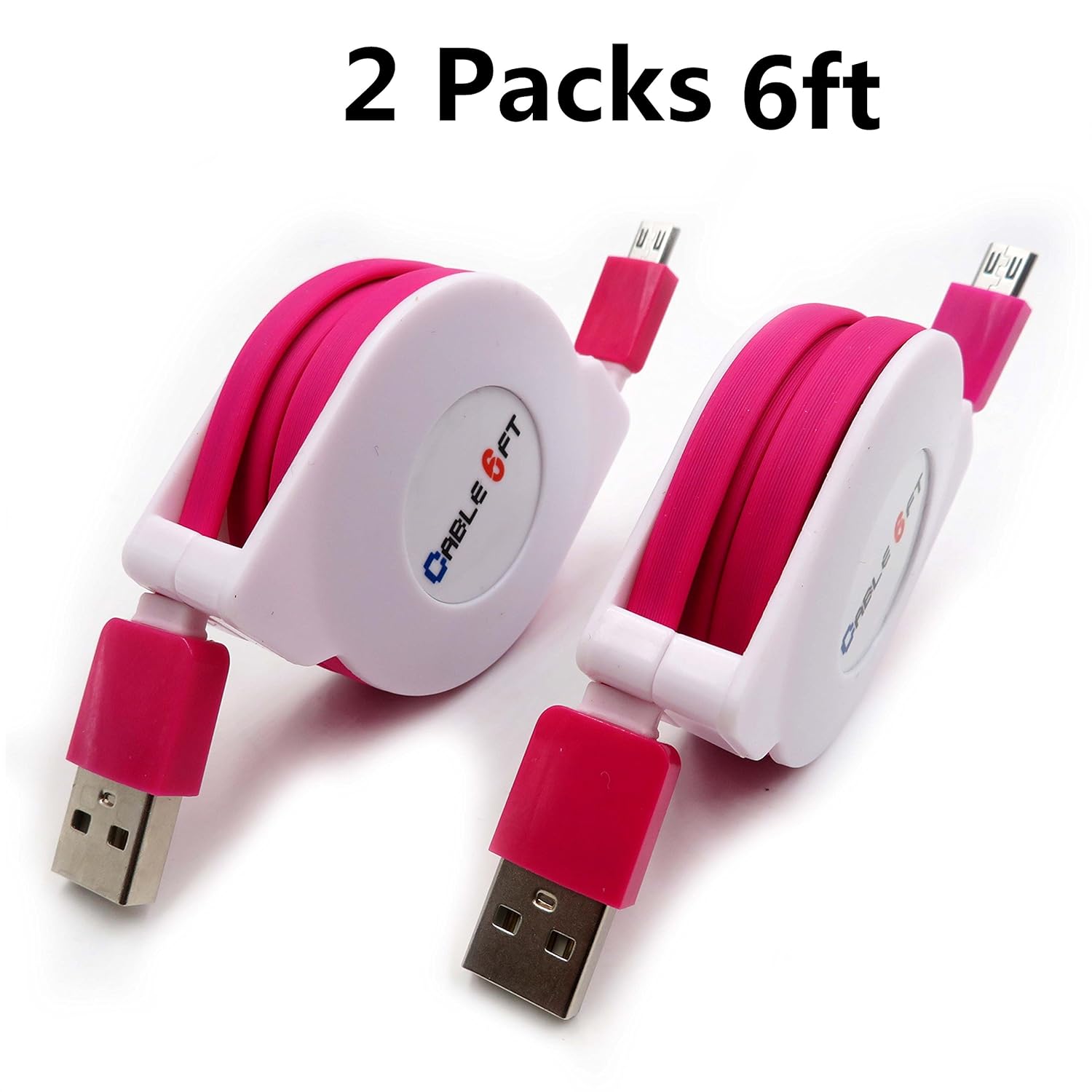 Amazon.com: AKiimy 2 Packs 6ft Retractable Micro USB Cable 6ft Micro ...