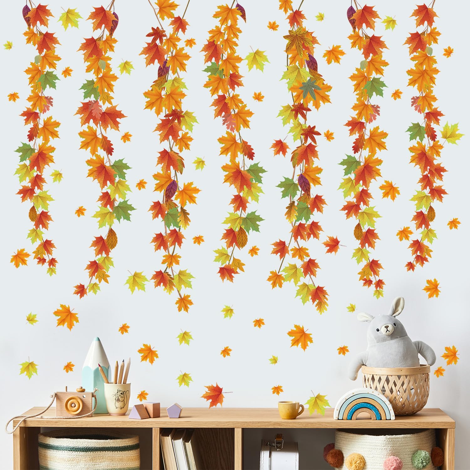Amazon.com: 3 Sheets Maple Leaves Vine Wall Sticker Fall Leaf Wall ...