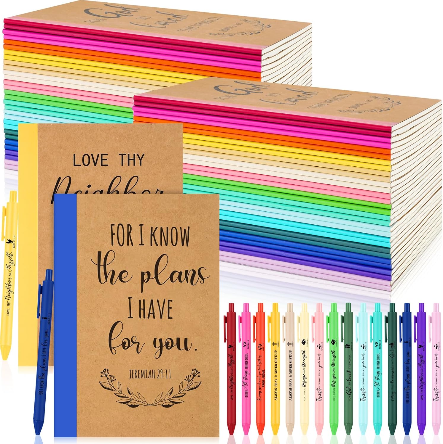 Amazon.com : Resurhang 90 Sets Christian Notebooks and Pen Gifts Set ...