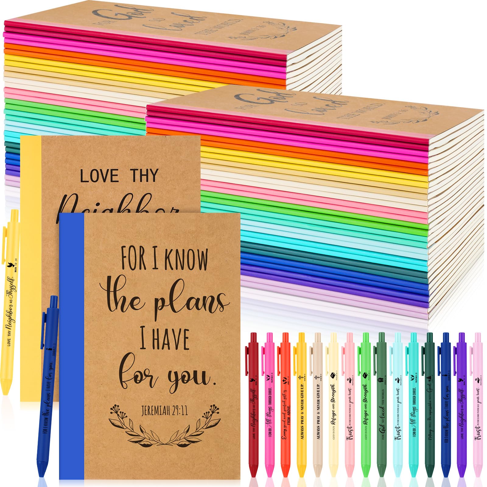 Amazon.com : Resurhang 90 Sets Christian Notebooks and Pen Gifts Set ...