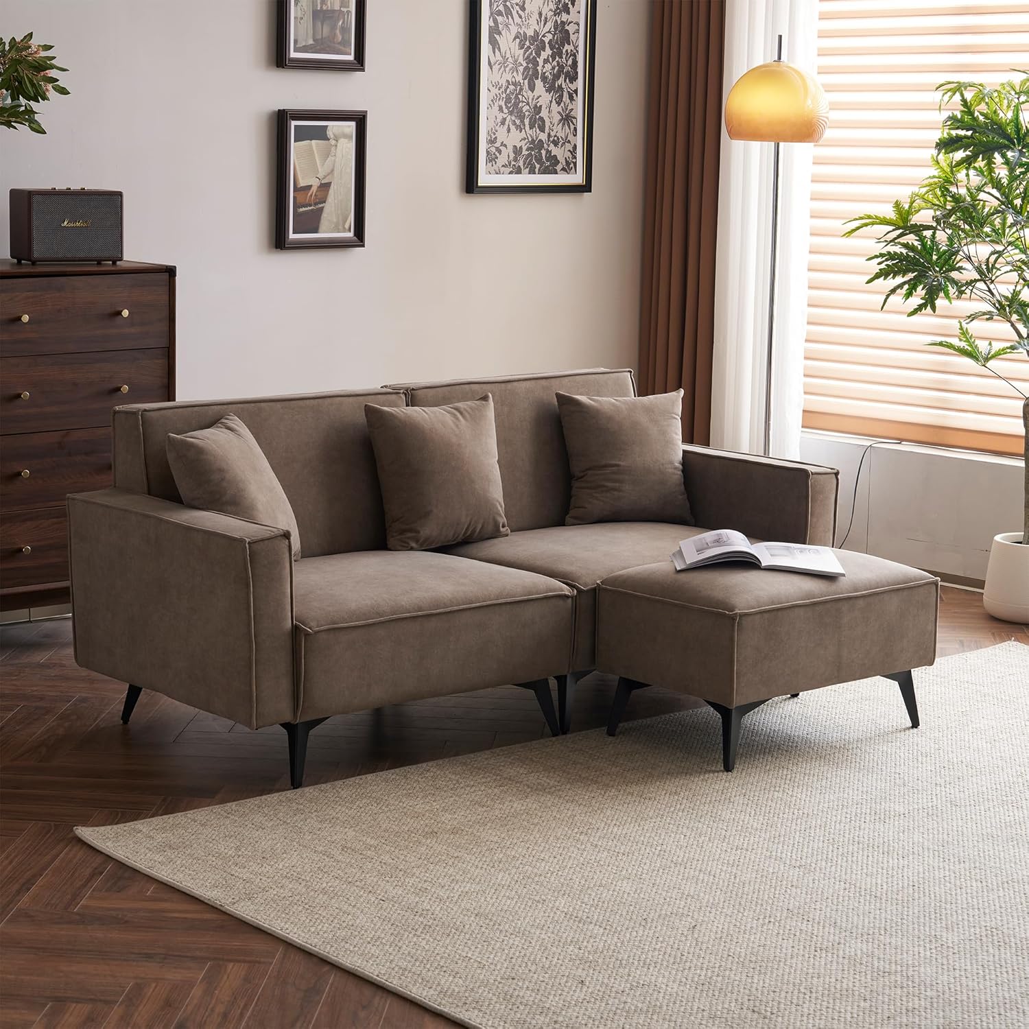 Amazon｜オーエスジェイ(OSJ) ソファー 3人掛け カウチ 幅153cm ハイバック ローソファ 北欧 肘付き クッション付き レイアウト自由 カウチソファー L字 コーナー 弾力 ...