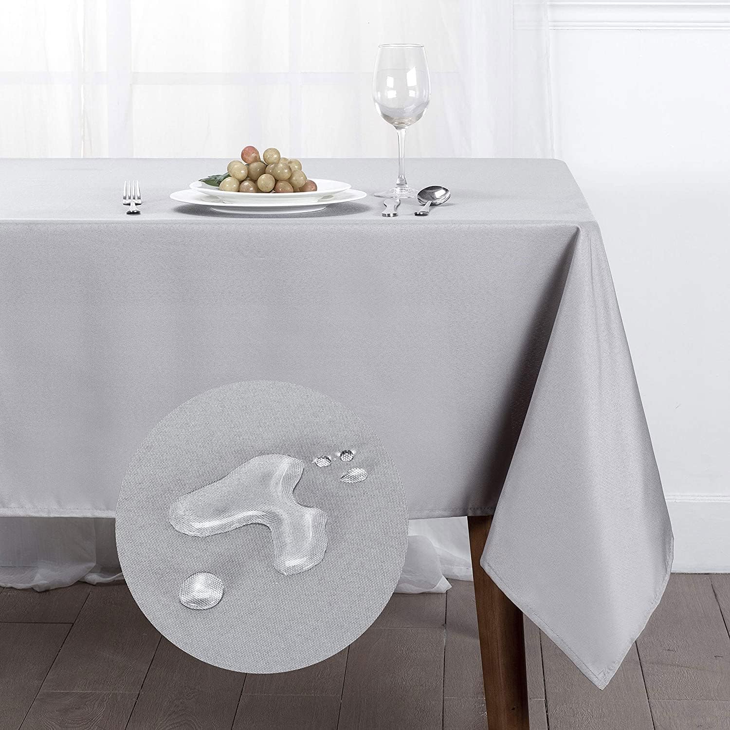 Amazon.com: PREMIUS Oxford Spill Proof Solid Colored Oblong Tablecloth ...