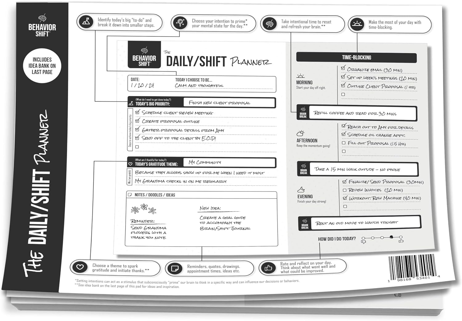Amazon.com : The Behavior Shift Daily Shift Desktop Planner | Tear-off ...
