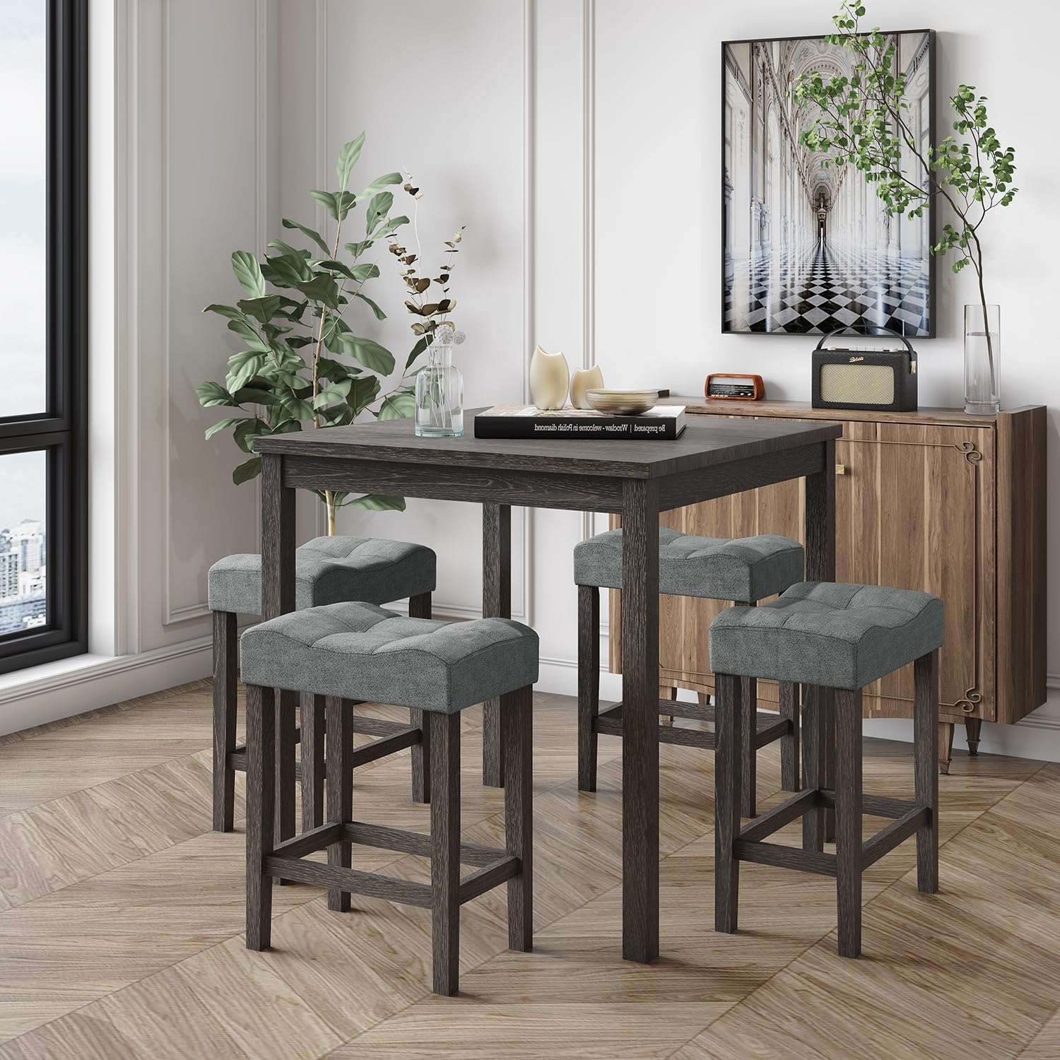 Amazon.com - allamazing 5-Piece Counter Height Dinner Table Set, Indoor ...